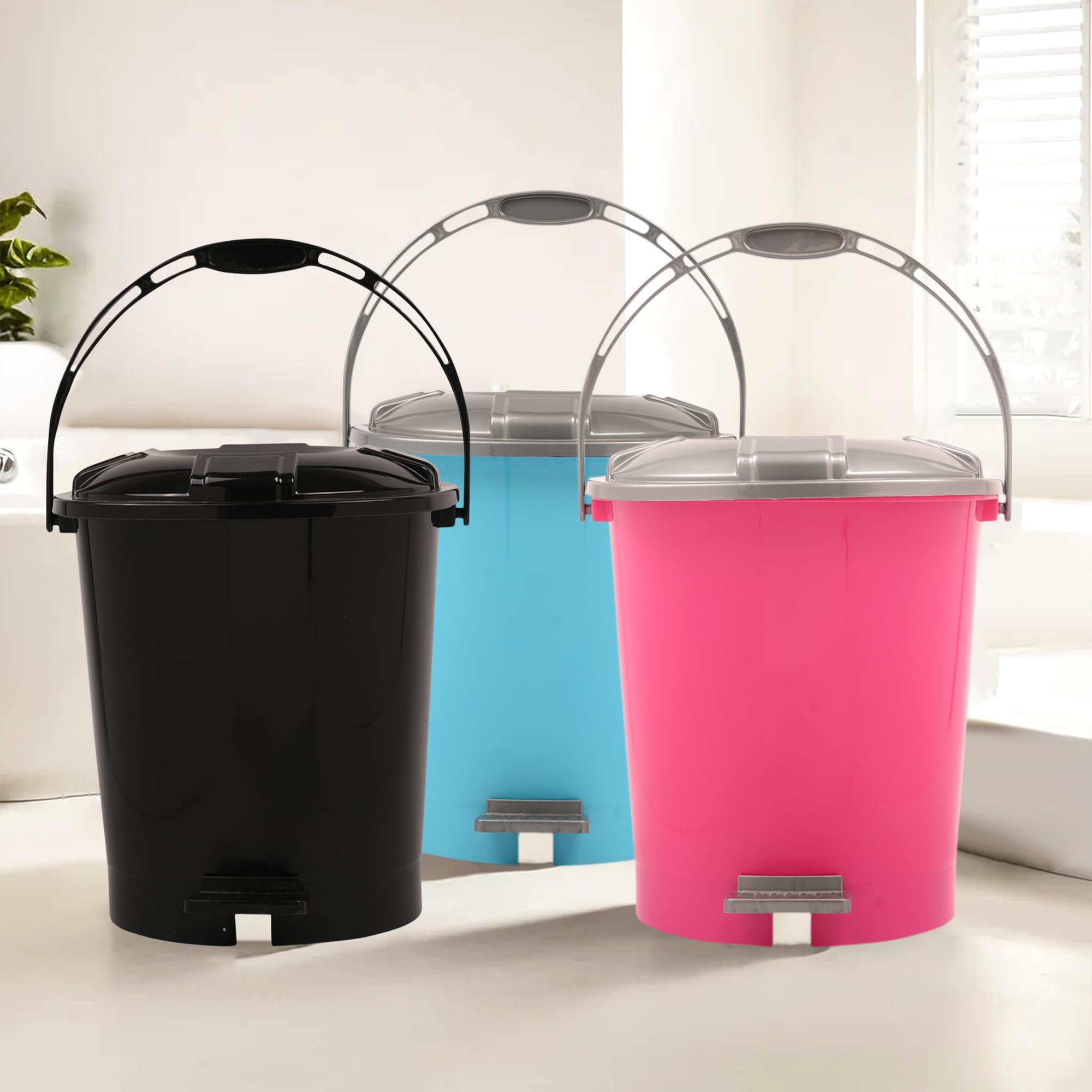 Vaidehi Industries Pack of 3 Pedal Dustbin | 10 Liter | Dustbin for ...