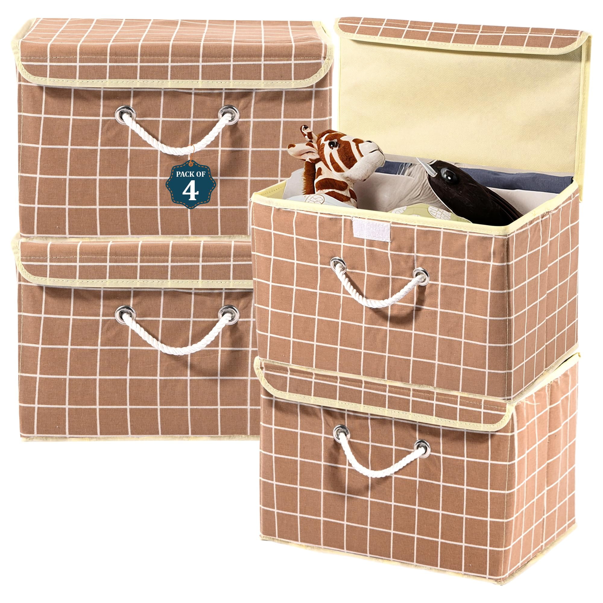 Vaidehi Industries Pack of 4 Multipurpose Storage Box For Wardrobe With ...