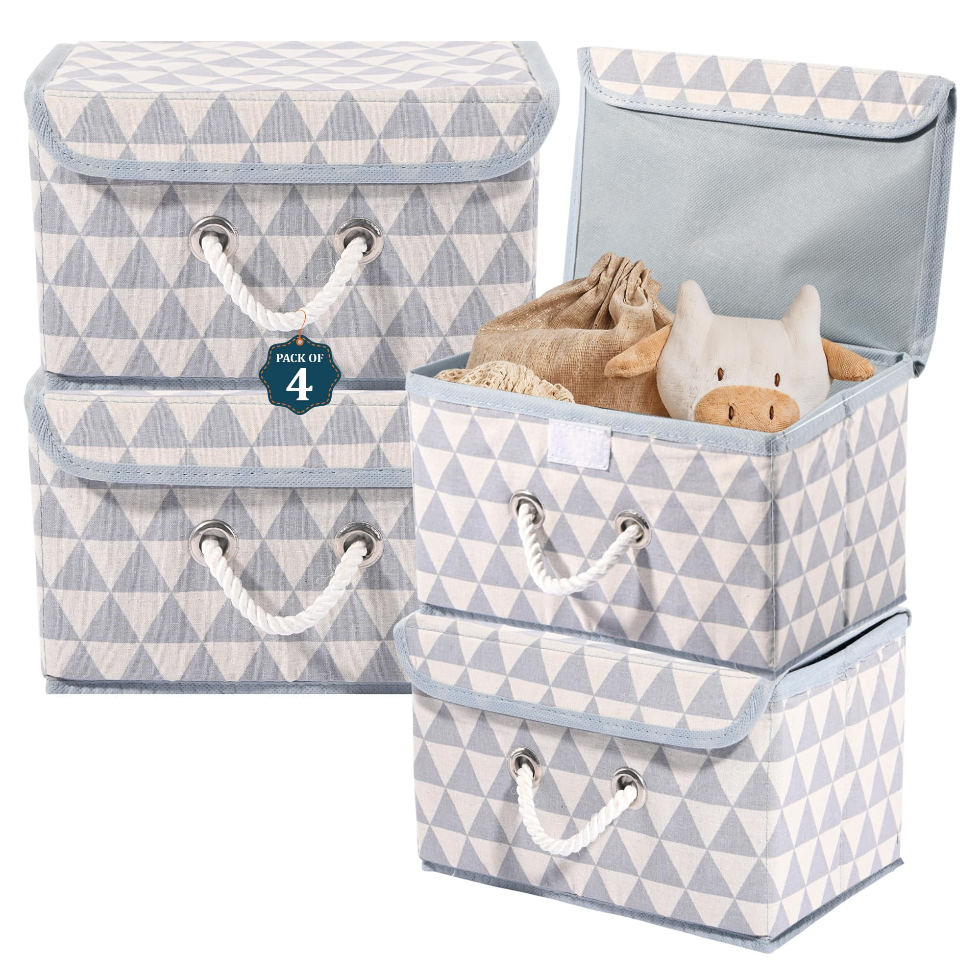 Vaidehi Industries Pack of 4 Multipurpose Storage Box For Wardrobe With Lid & Handle | Medium ...