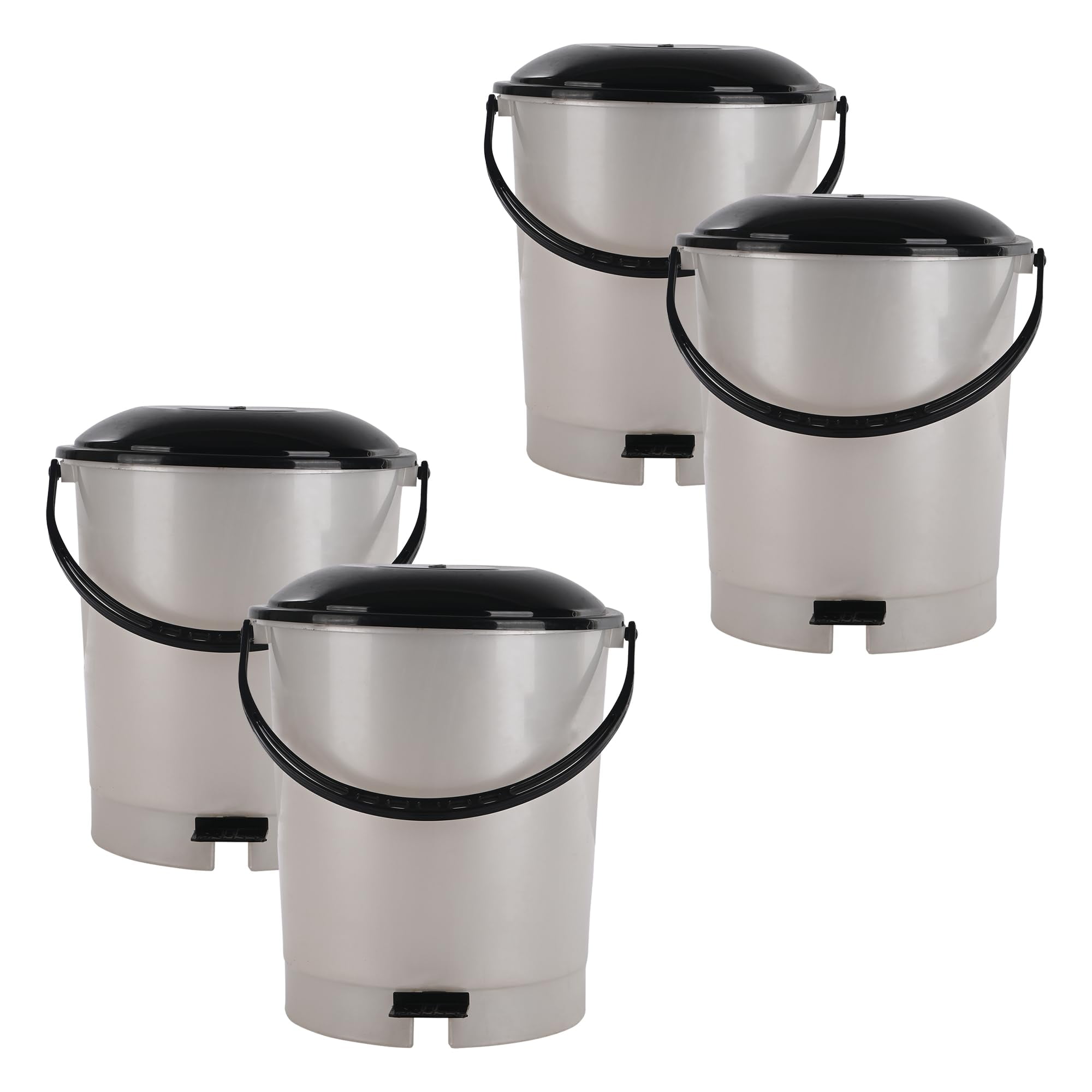 Vaidehi Industries Pack of 4 Plastic Dustbin for Home with Pedal, Lid ...