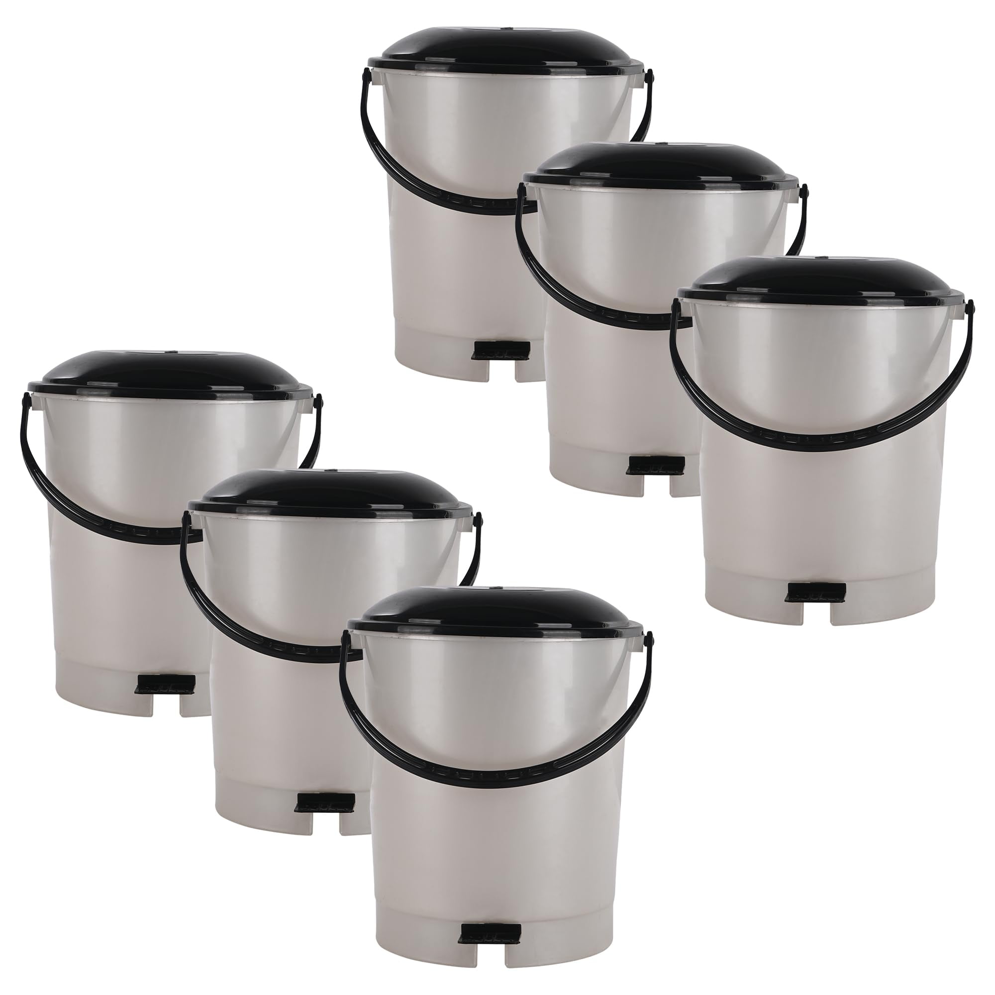 Vaidehi Industries Pack of 6 Plastic Dustbin for Home with Pedal, Lid ...