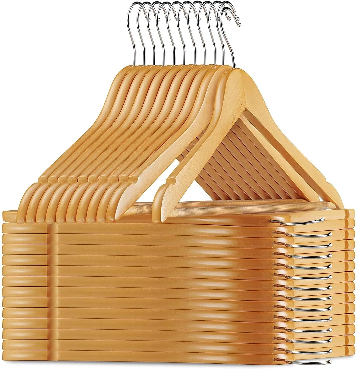 Vaidehi MART Wardrobe Hangers 24 -Pack Solid Wood Garment Hangers 360 ...