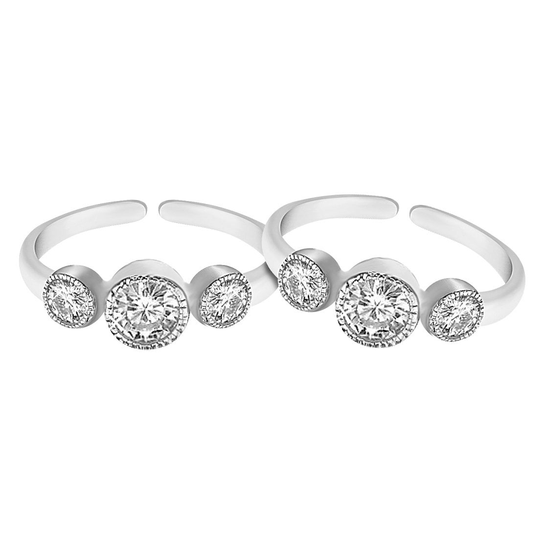 Vaidehi Mj 925 Elegant White Cz Toe Rings In Pure 92.5 Sterling Silver For Women | Chandi ...
