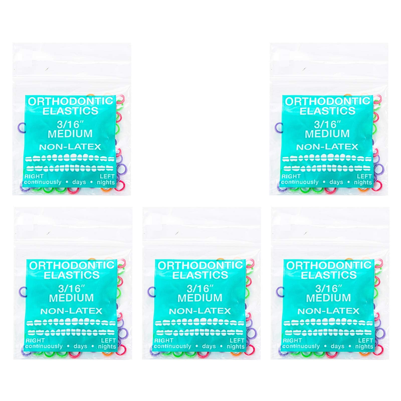 Vaidehi Orthodontic Neon Elastics 3/16 Inch Medium 500 pack Intraoral Elastic Bands Latex Free ...
