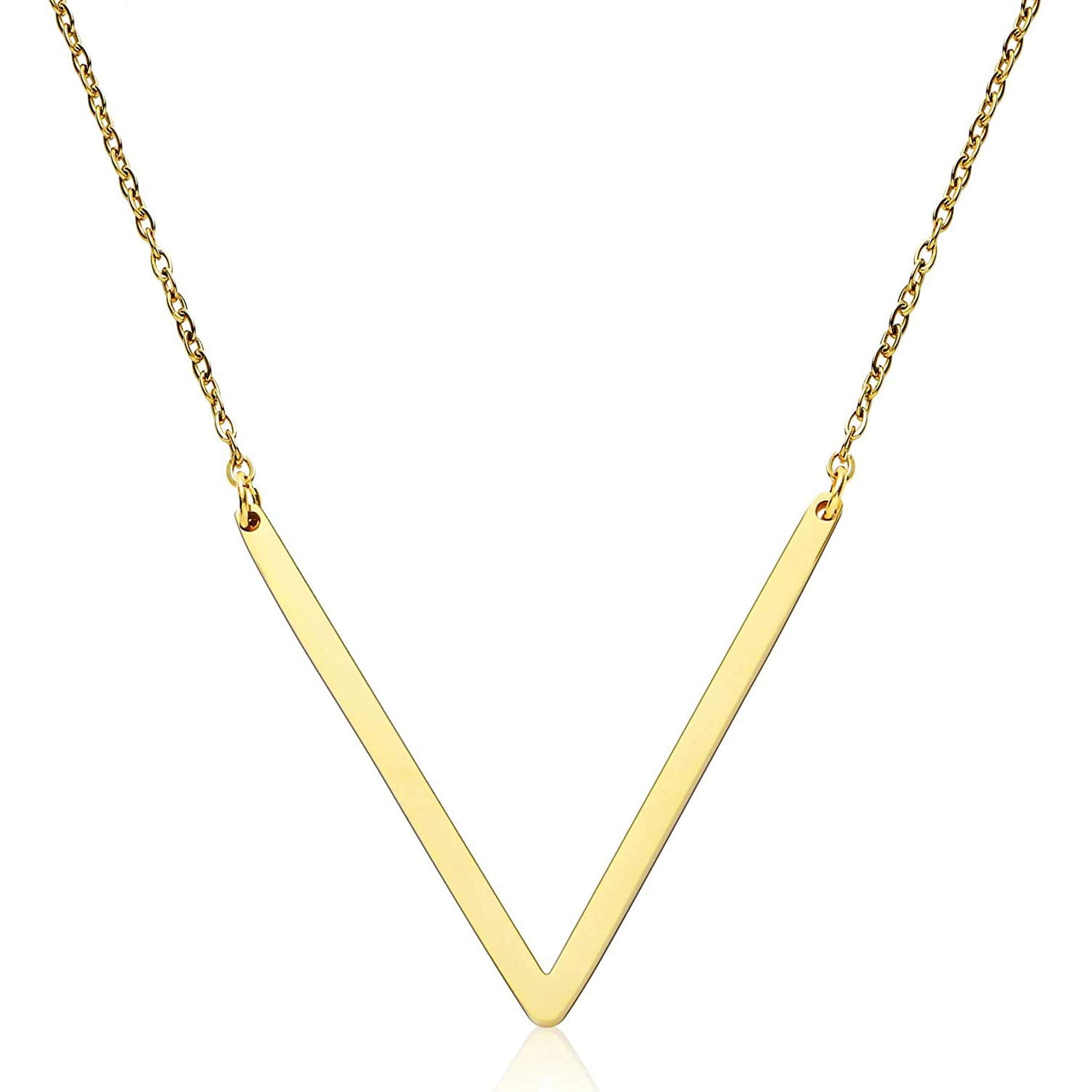 Vaidehi® Sideways Alphabet Initial Large V Letter Gold Stainless Steel ...