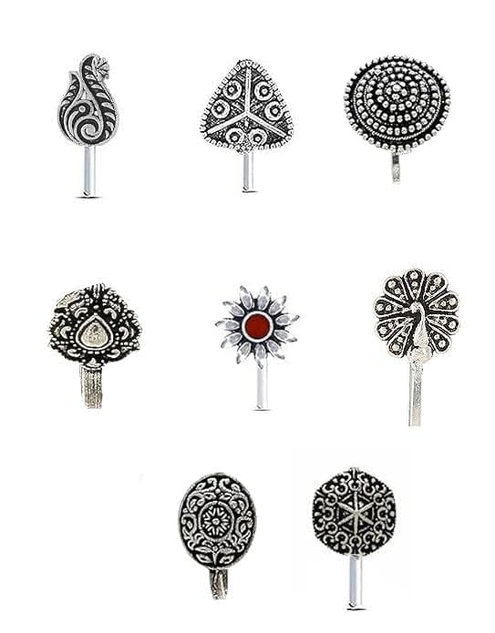 Vaidehi Silver Oxidized Nose Pin For Women & Girls | Pressing nathiya ...