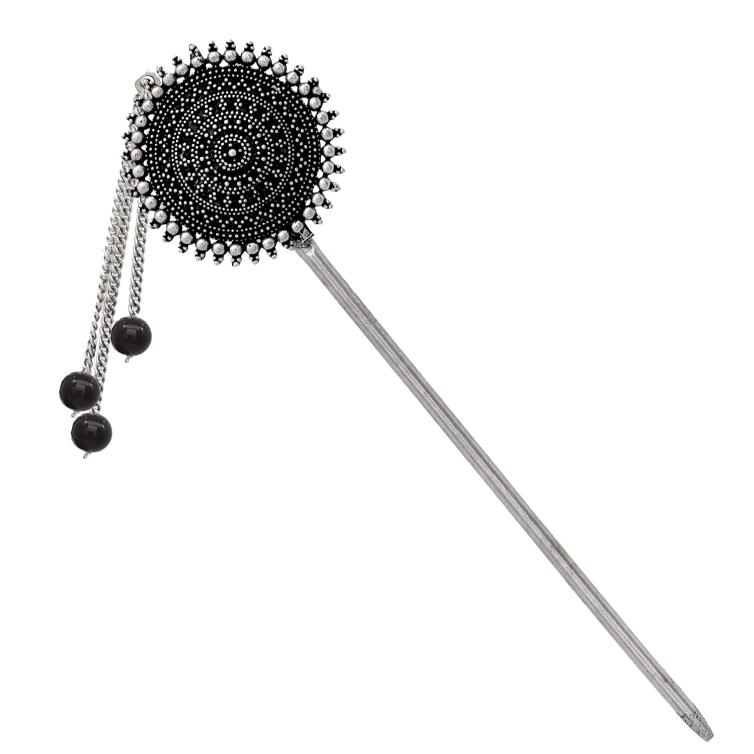 Vaidehi Silver Plated Designer Hair Stick for Bun, Antique Bun Sticks ...