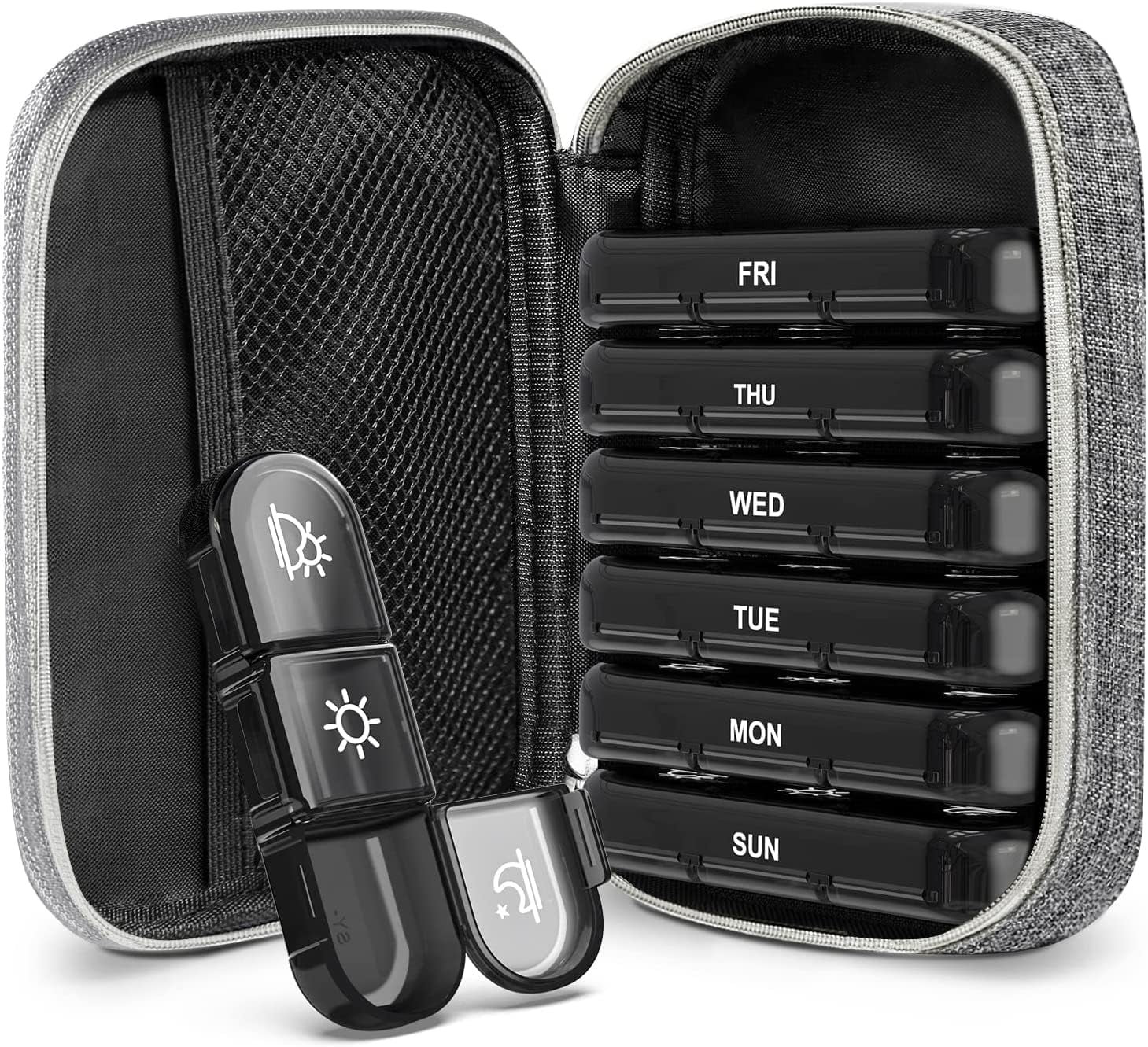 Vaidehi weekly pill organizer 3 times a day, portable travel pill box 7 ...