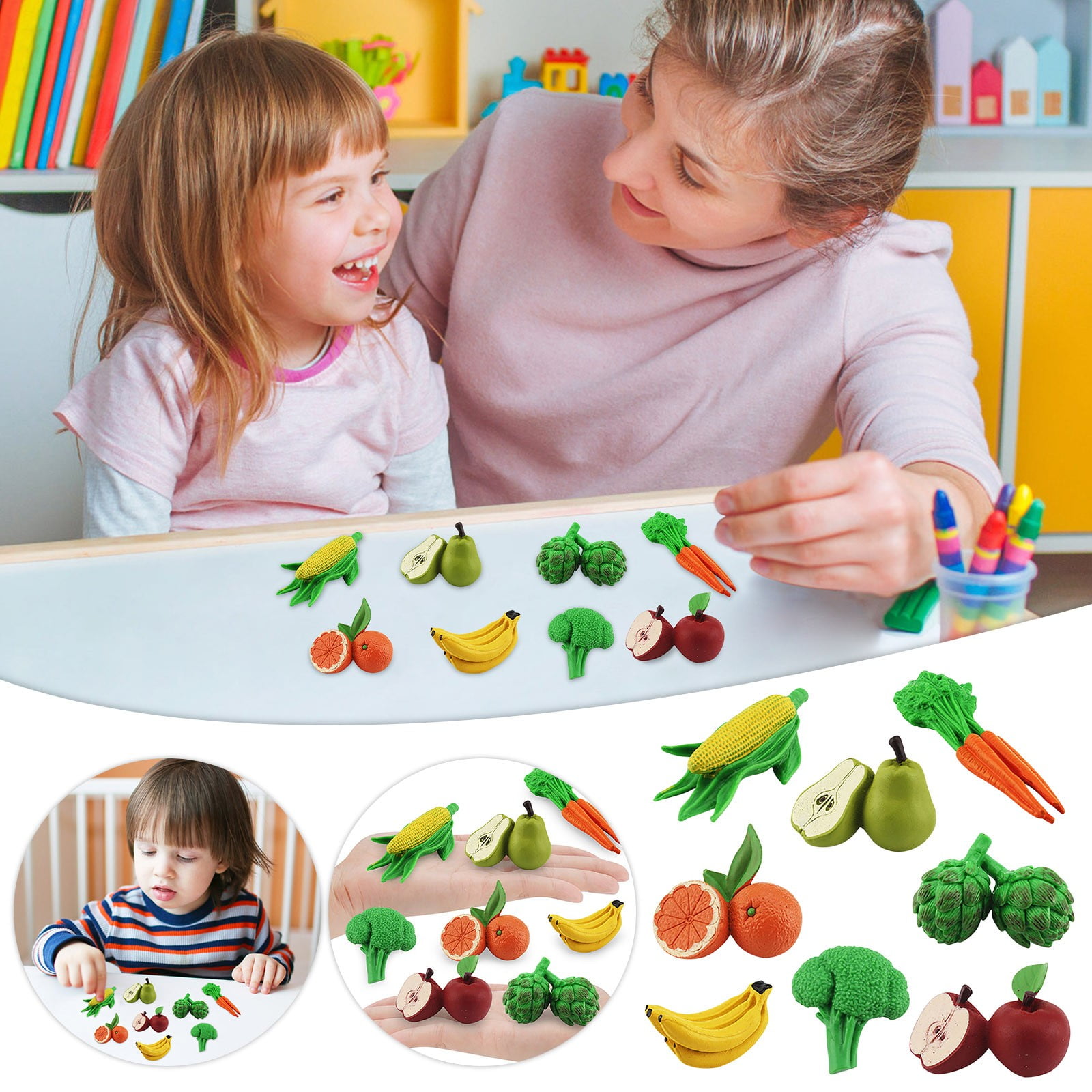 Vaidha 8-Piece Realistic Plastic Fruit & Vegetable Toy Set - Orange ...