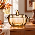 Vaidhai Glass Pumpkin Candy Jar with Lid, Brown Glass, Decorative ...