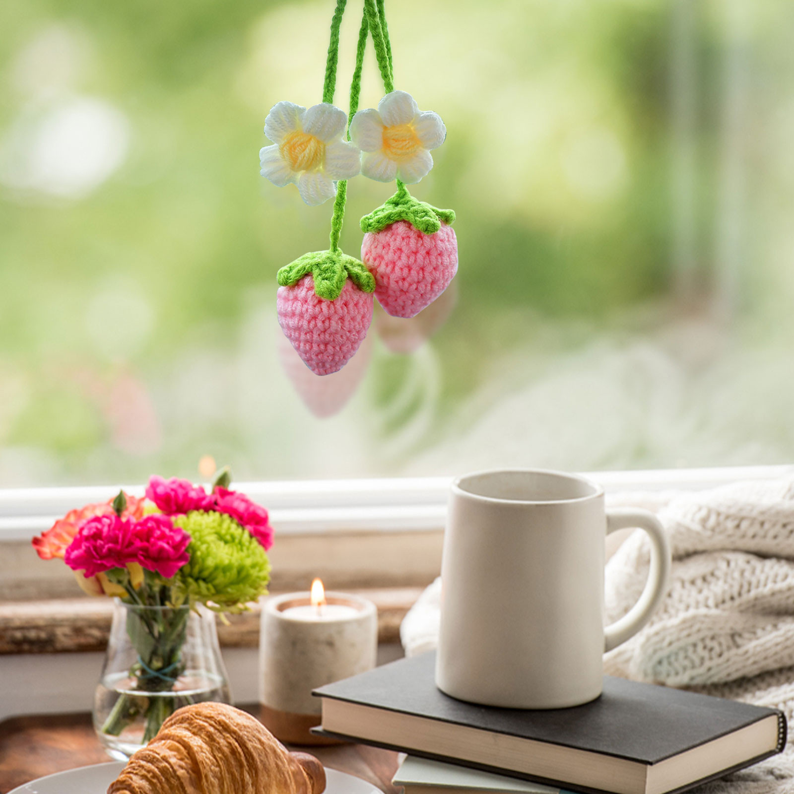 Vaidhai Wool Strawberry Pendant Finished Flower Bookmark Bag Curtain ...