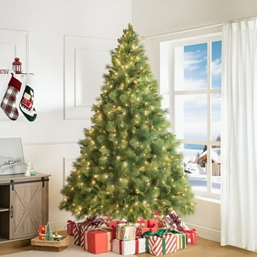 Naomi Home 7.5ft Artificial Christmas Tree, Snow Flocked, 650 Warm ...