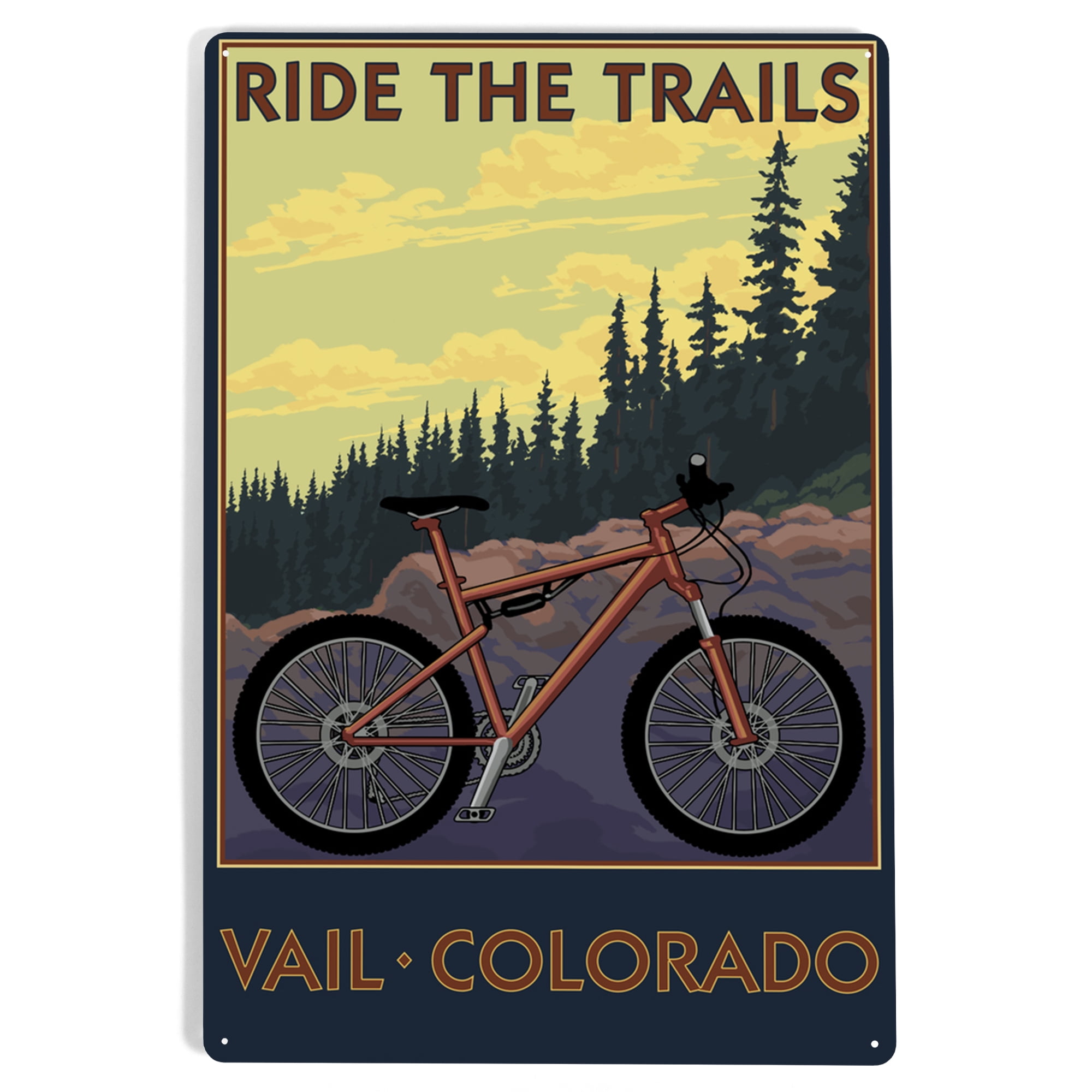 Vail, Colorado, Ride the Trails (12x18 Aluminum Art, Indoor Outdoor ...