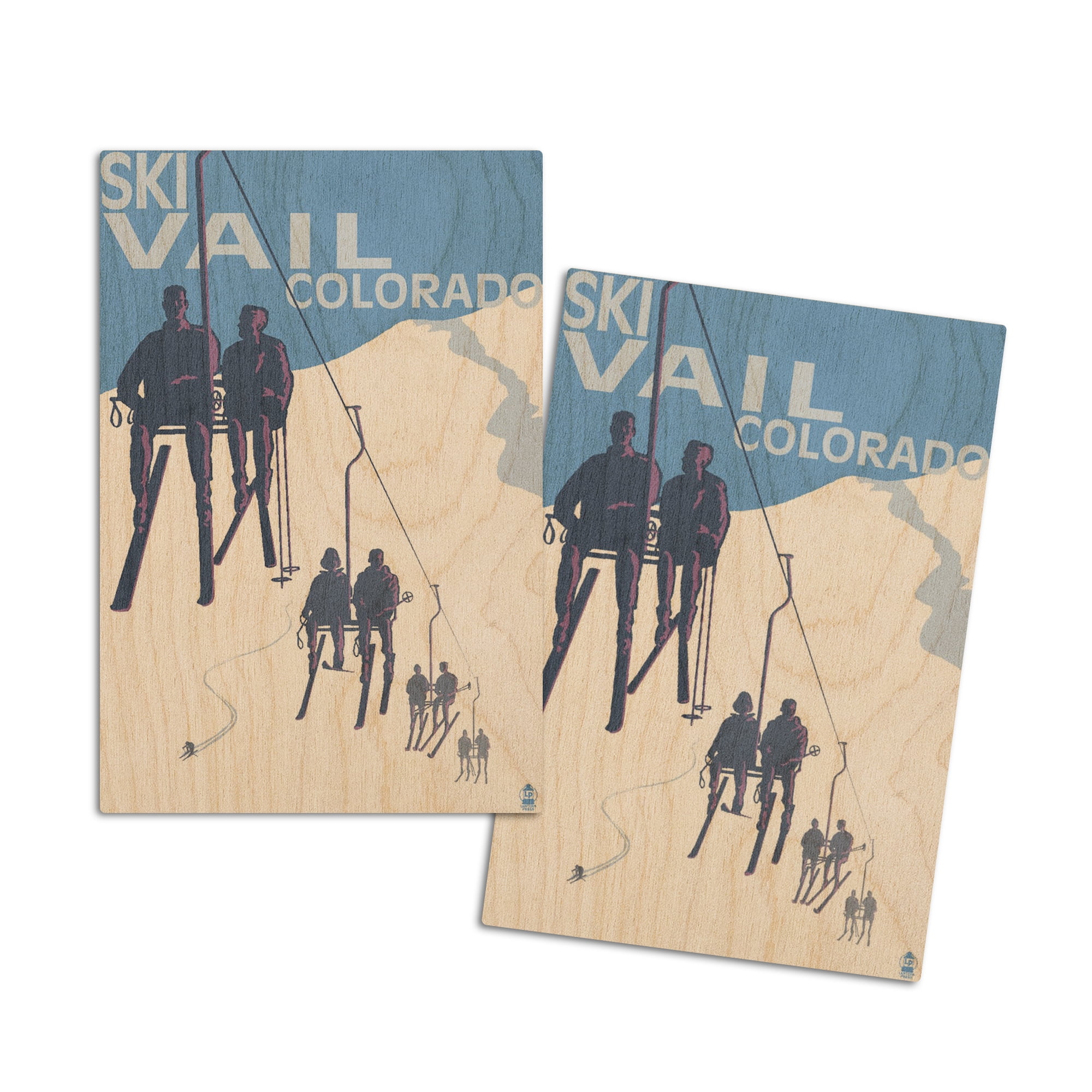 Vail, Colorado, Ski Lift (4x6 Birch Wood Postcards, 2-Pack Stationary ...
