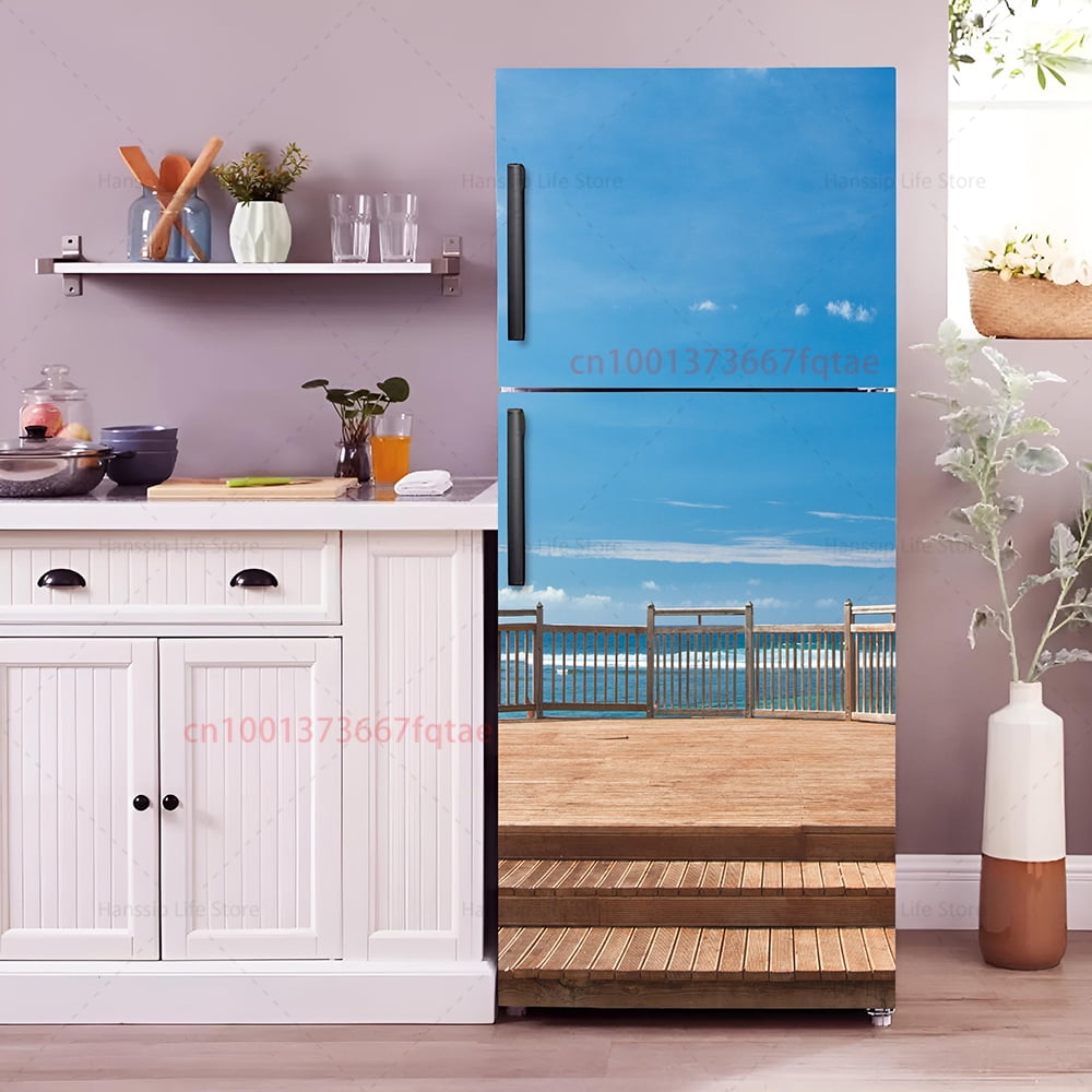 Vaion Parasol Printed Fridge Door Wrap Mural Cover Kitchen Waterproof ...