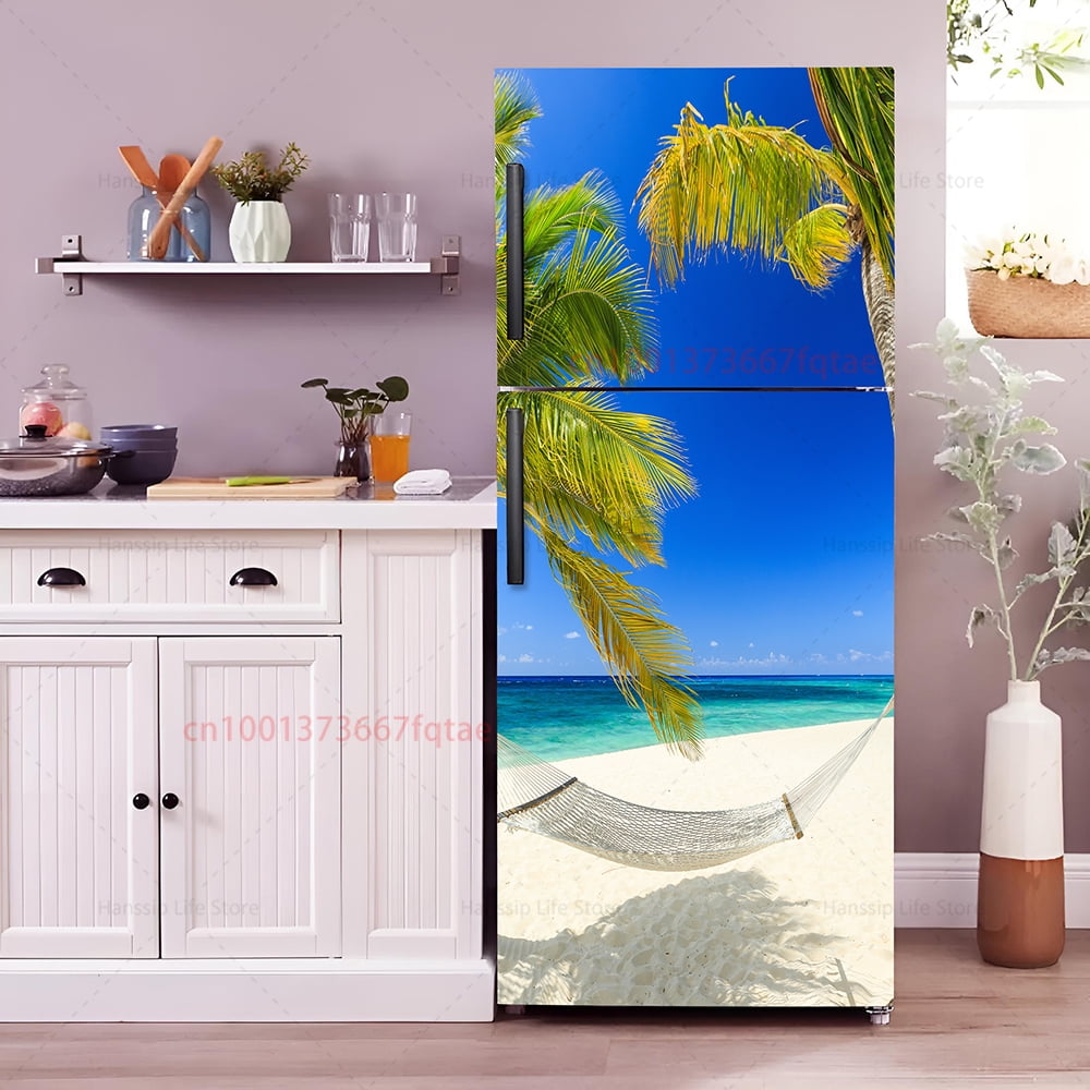 Vaion Parasol Printed Fridge Door Wrap Mural Cover Kitchen Waterproof ...