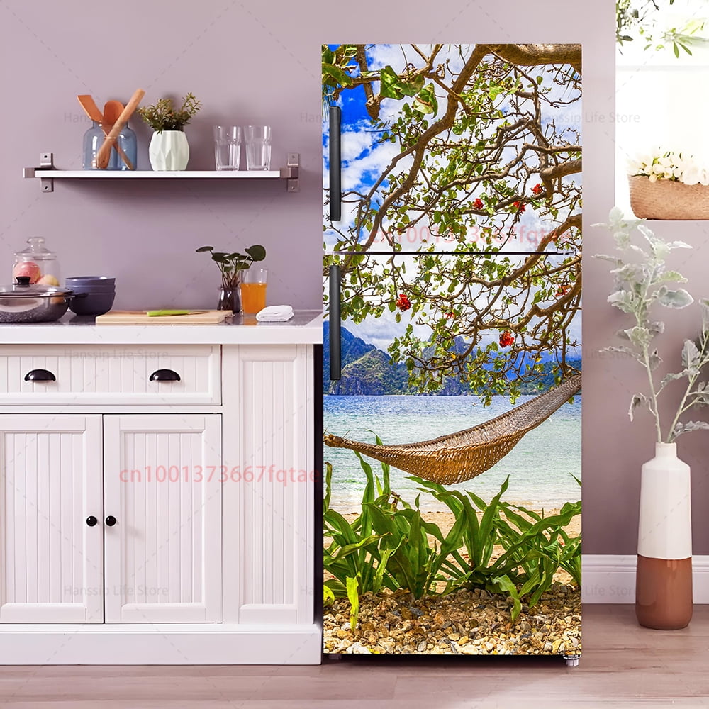 Vaion Parasol Printed Fridge Door Wrap Mural Cover Kitchen Waterproof ...