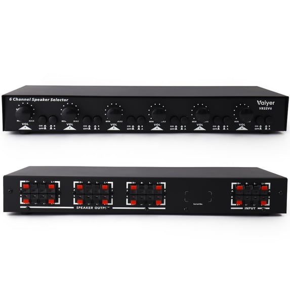 Vaiyer 6-Channel Speaker Selector with Volume Control, 900W Max Dual ...