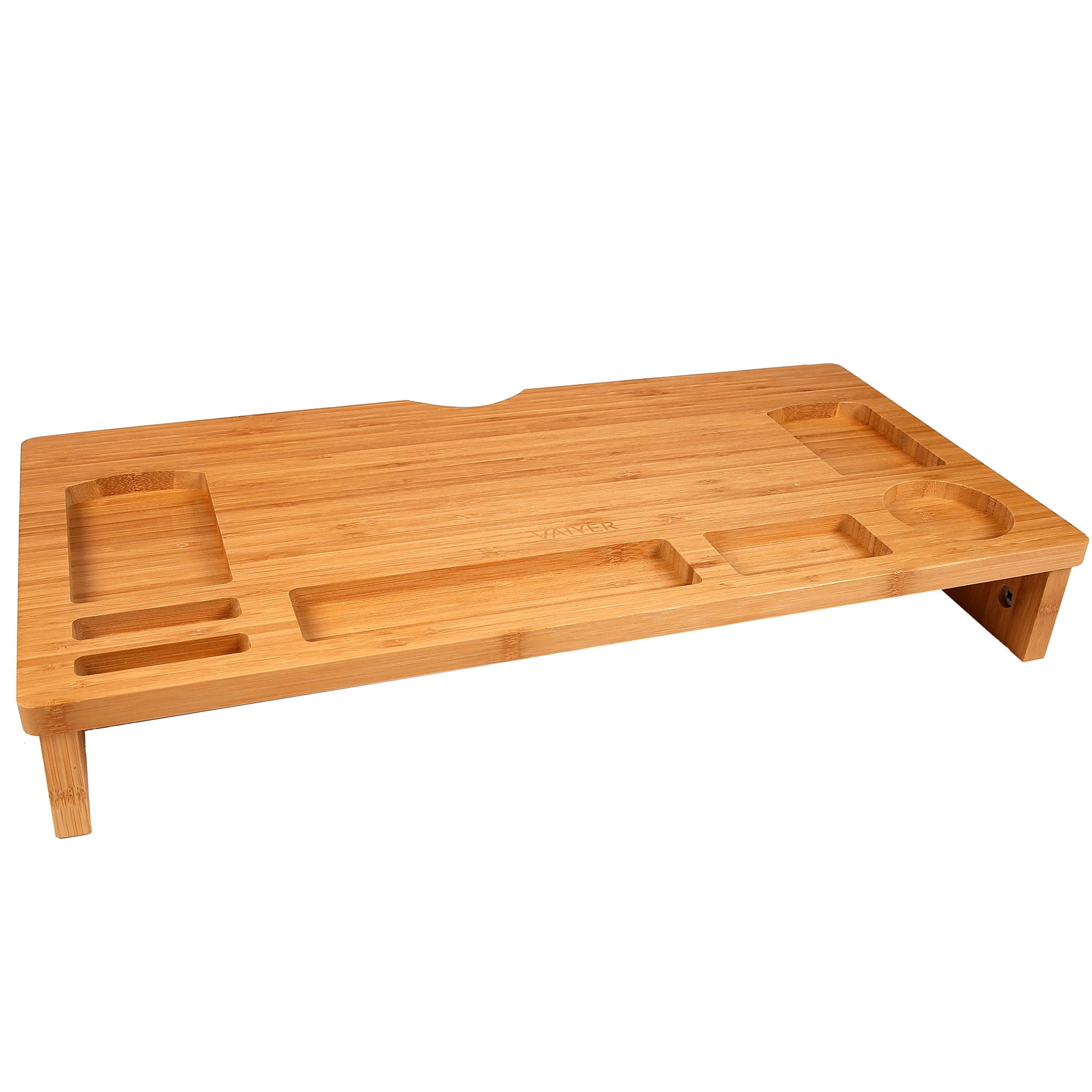 Vaiyer Bamboo Monitor Stand - 23 Inch Bamboo Desk Riser, Organizer for ...