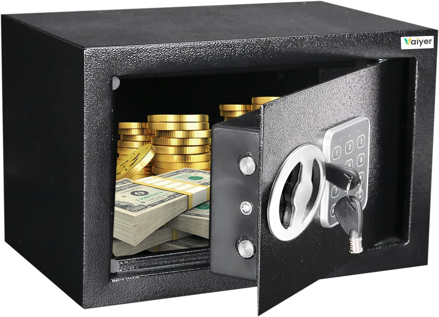 Vaiyer Electronic Safe Box for Money with Digital Keypad & Keys, Money ...