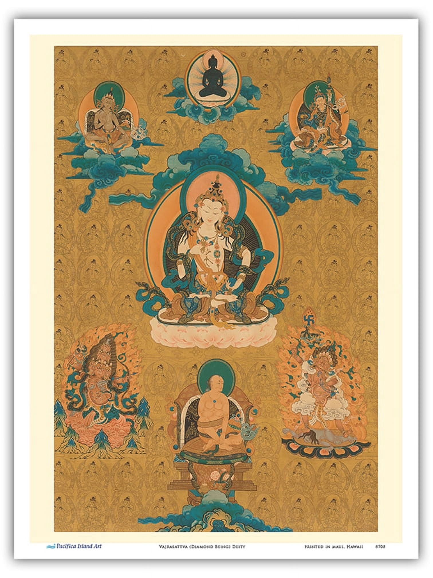 Vajrasattva (Diamond Being) Deity - Vintage Tibetan Thangka Buddhist ...