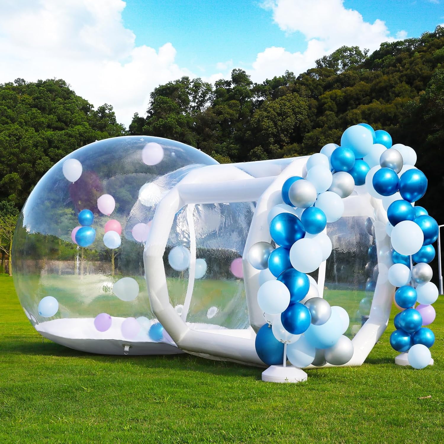Vakiorn 13.6 ft Inflatable Bubble House White PVC Dome with Tunnel and ...
