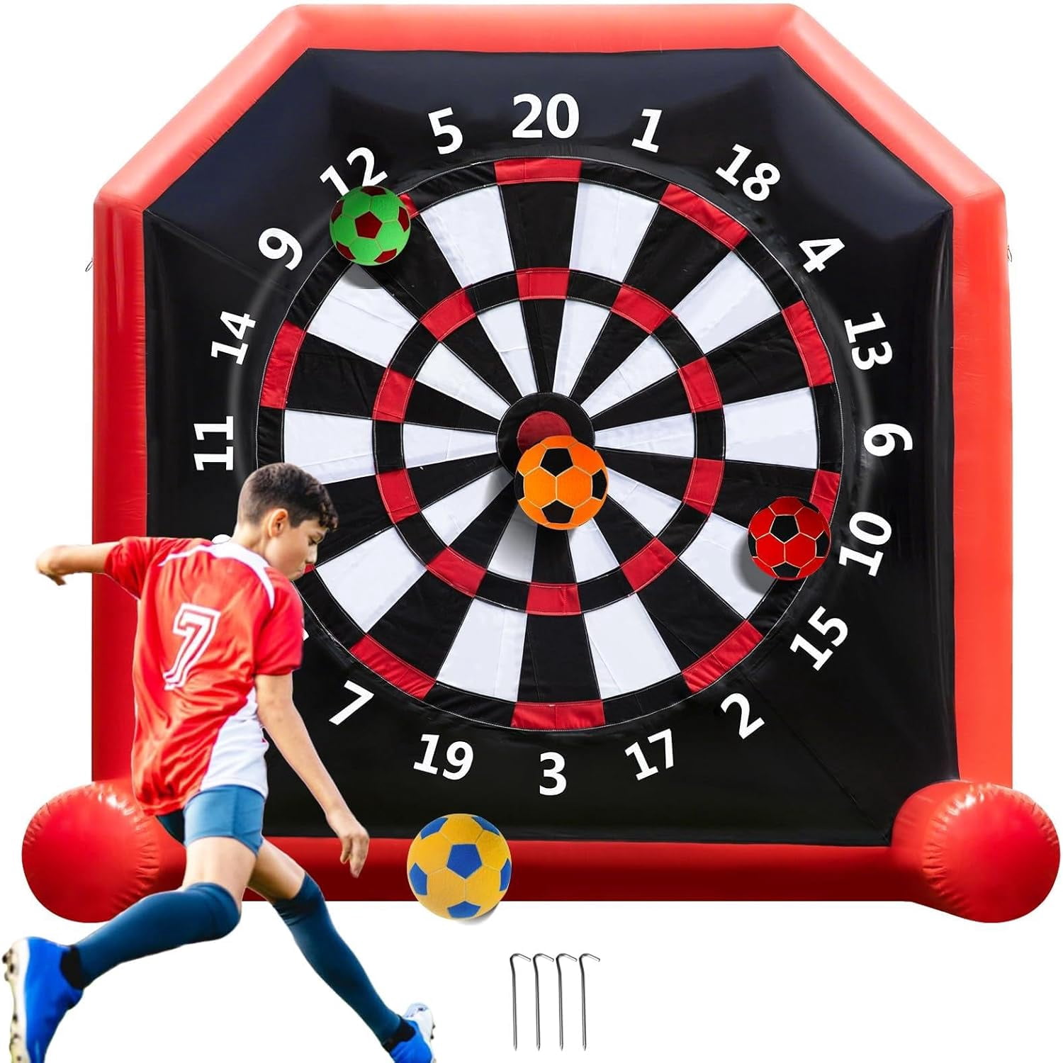 Vakiorn Inflatable Soccer Dart Board 10 ft Giant Kick Darts with 4 ...