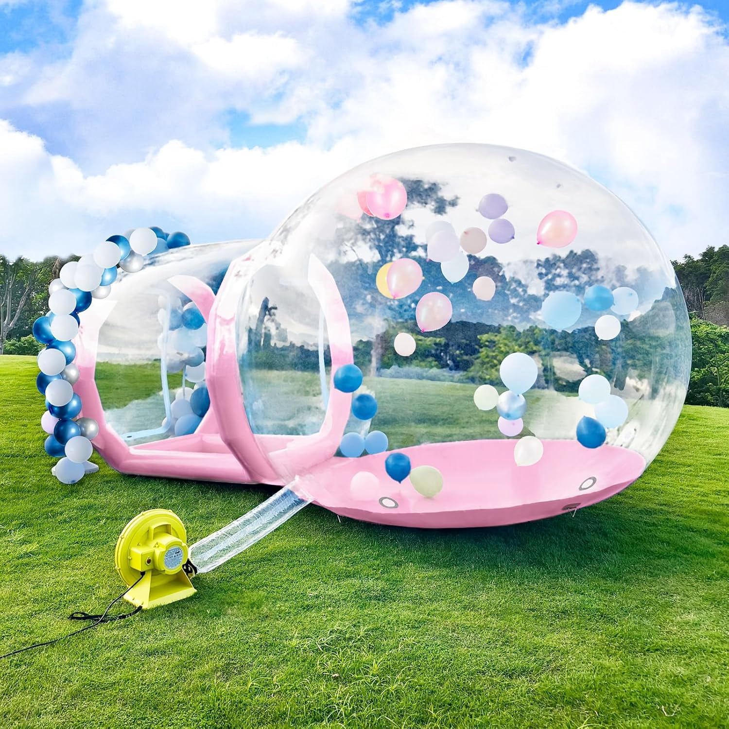 Vakiorn Pink Bubble Balloon House 10 ft Inflatable PVC Dome with Tunnel ...