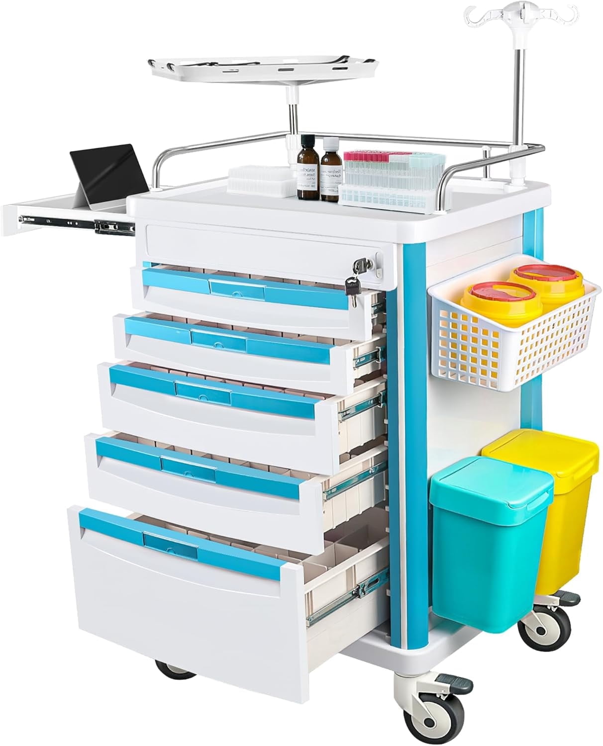 Vakiorn Rolling Cart with Wheels and Drawers 440 LBS Capacity 5 Tier ...