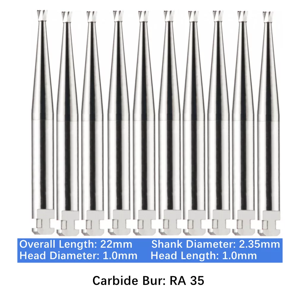 Vakker 10pc RA 35 Dental Tungsten Carbide Burs Midwest Type LA/RA ...