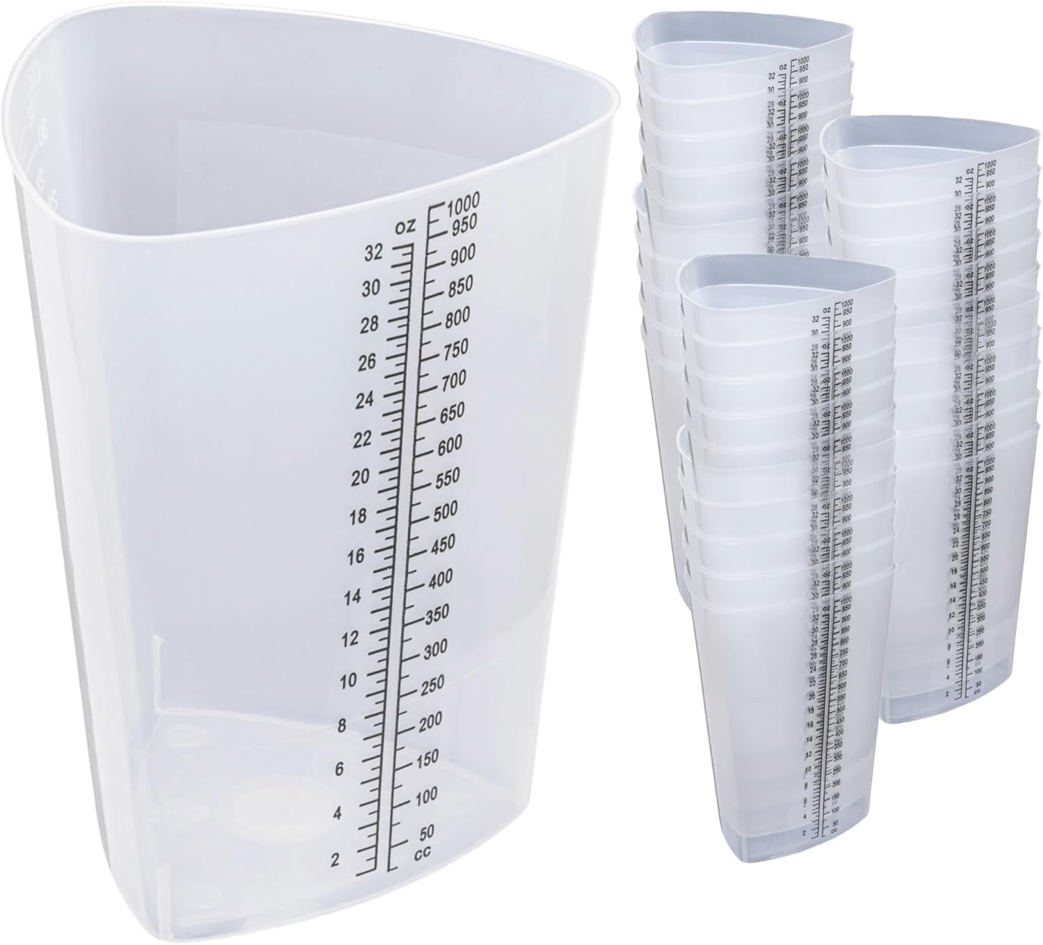Vakly Graduated Triangular Container - 32oz Translucent Laboratory Beaker for Intake Output, 30 ...