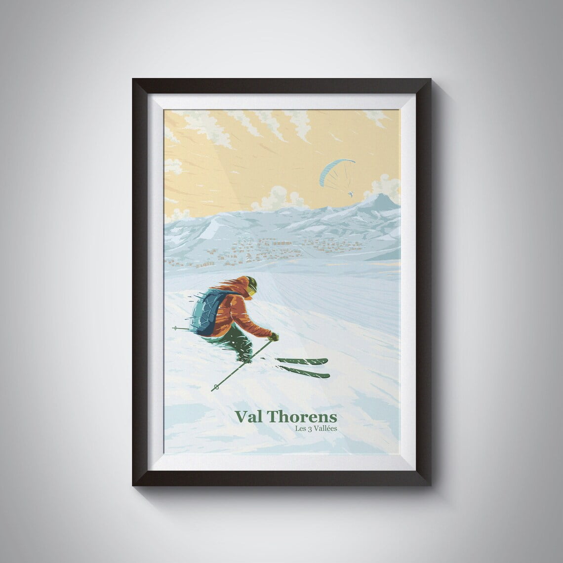 Val Thorens Poster, Ski Resort Print, Retro, Vintage, Three Valleys ...