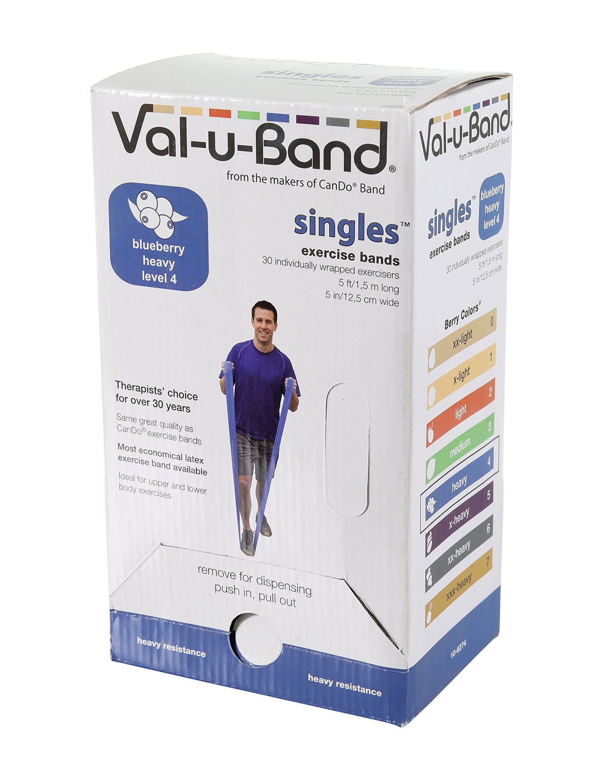 Val-u-Band Exercise Bands 5 Ft. Singles, 30-Pieces Dispenser, Blueberry ...