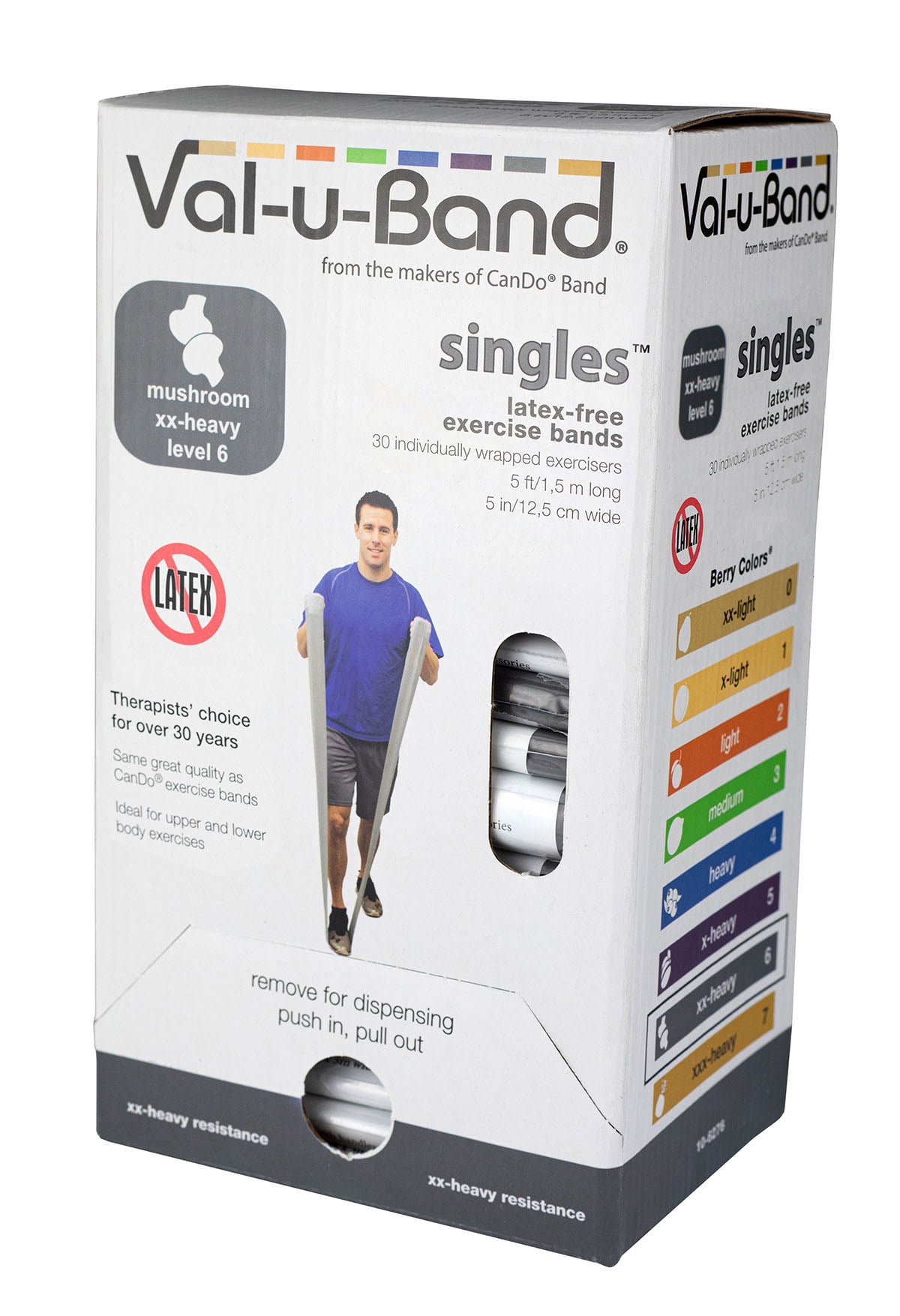 Val-u-Band Exercise Bands Latex-Free, 5 Ft. Singles, Mushroom (Level 6 ...