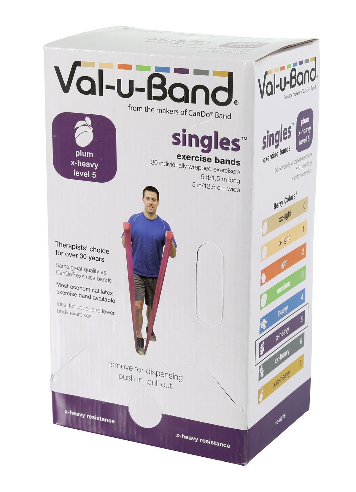 Val-u-Band exercise band, 5-foot Singles, 30-piece dispenser, plum (5 ...