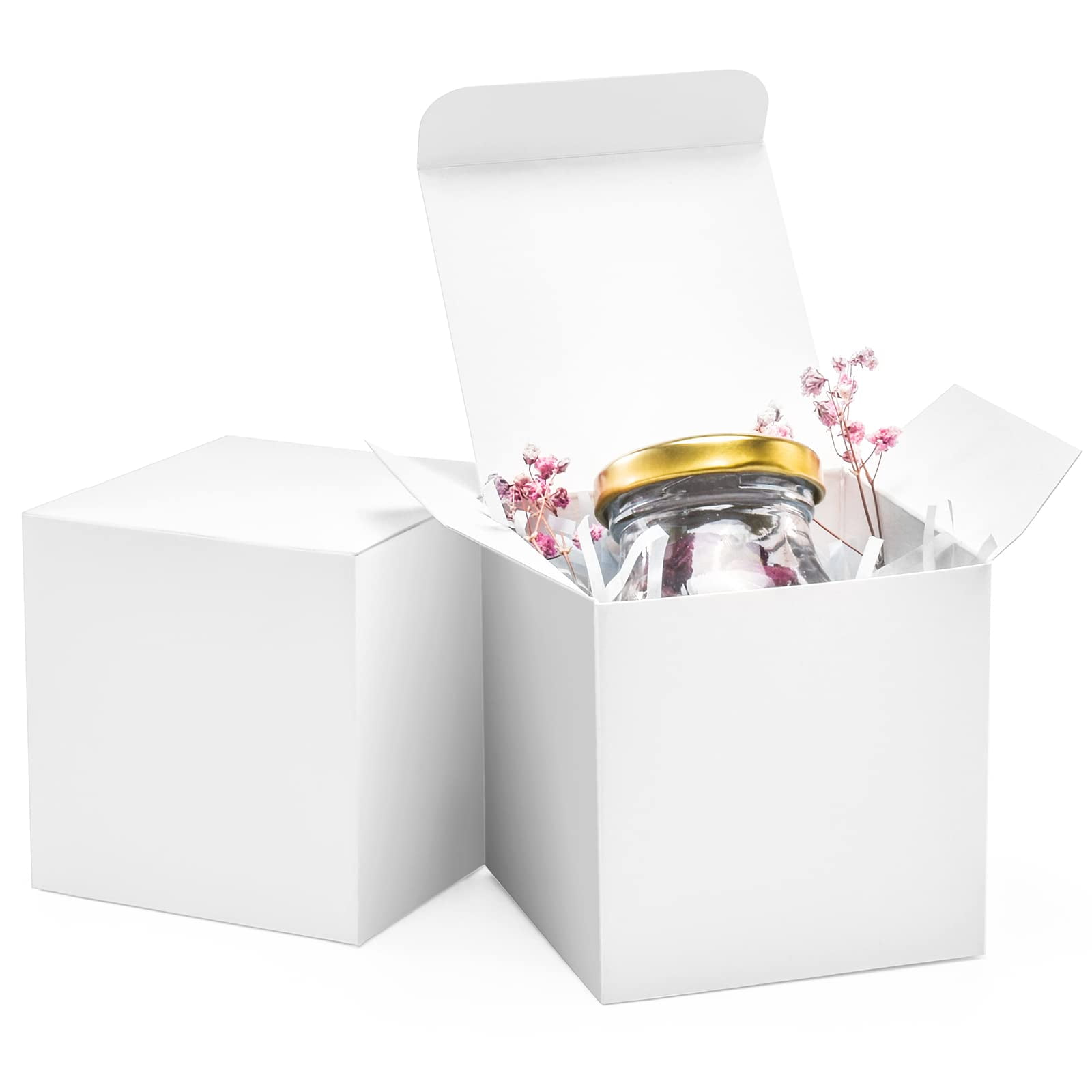 ValBox 3x3x3 White Gift Boxes 50pcs Recycled Paper Cube Boxes with Lids ...