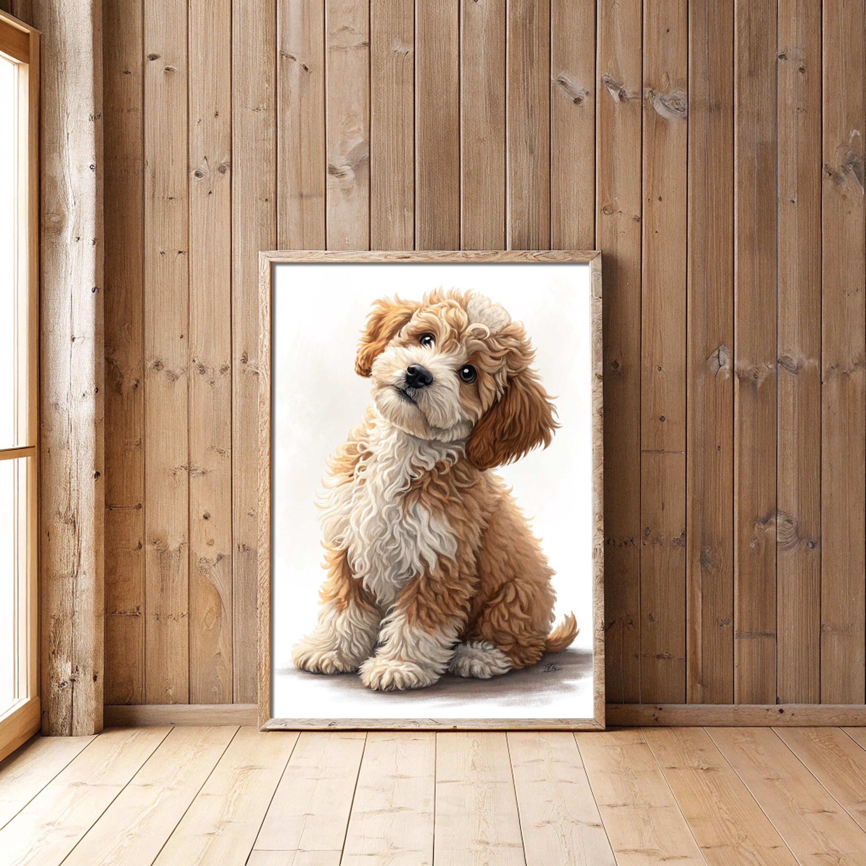 ValCoPo Adorable Cockapoo Dog Art Print - Vibrant Curly Puppy, Unique ...