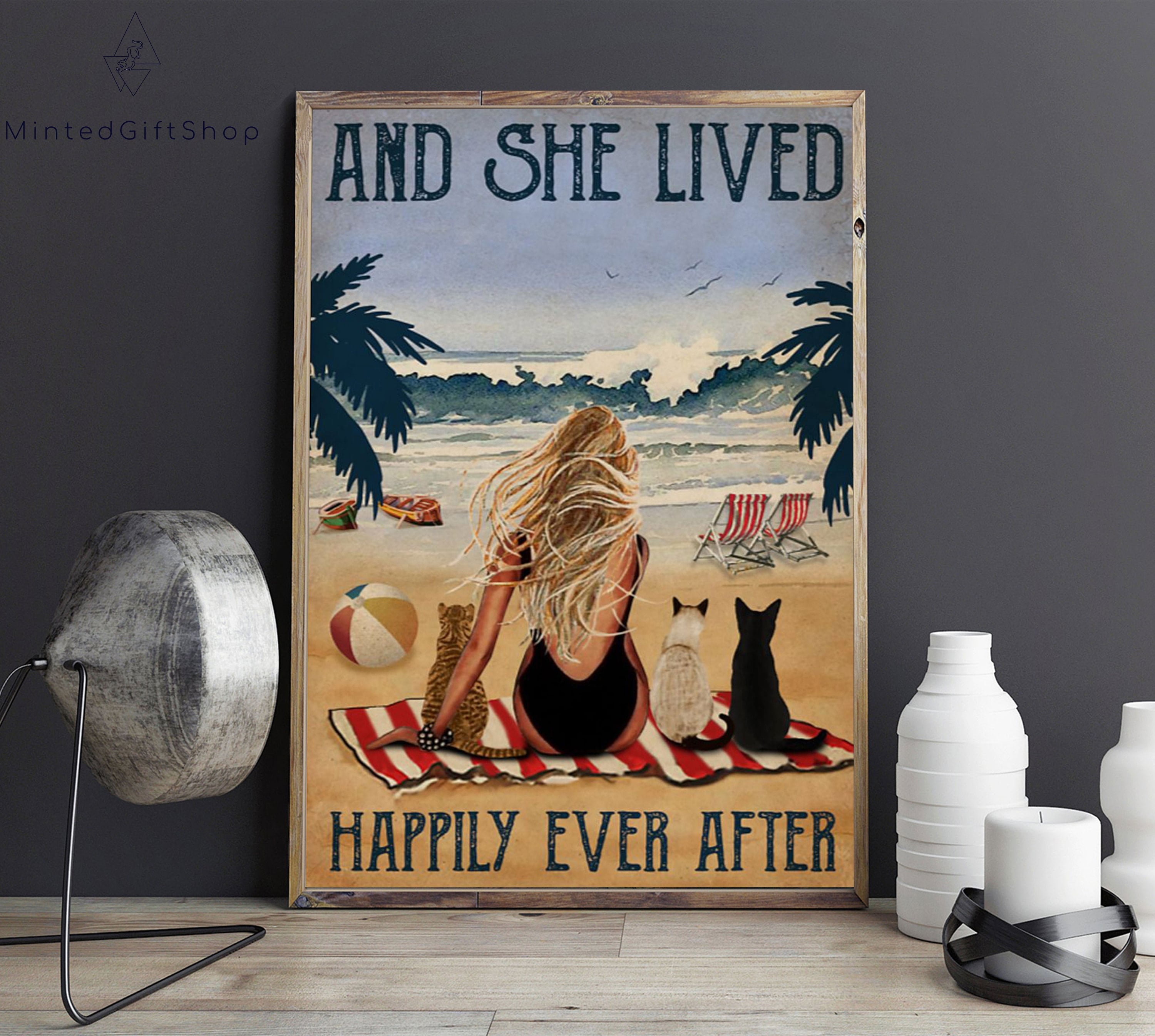 ValCoPo Cat Poster/ And She Lived Happily Ever After Poster/ Cat Lovers ...