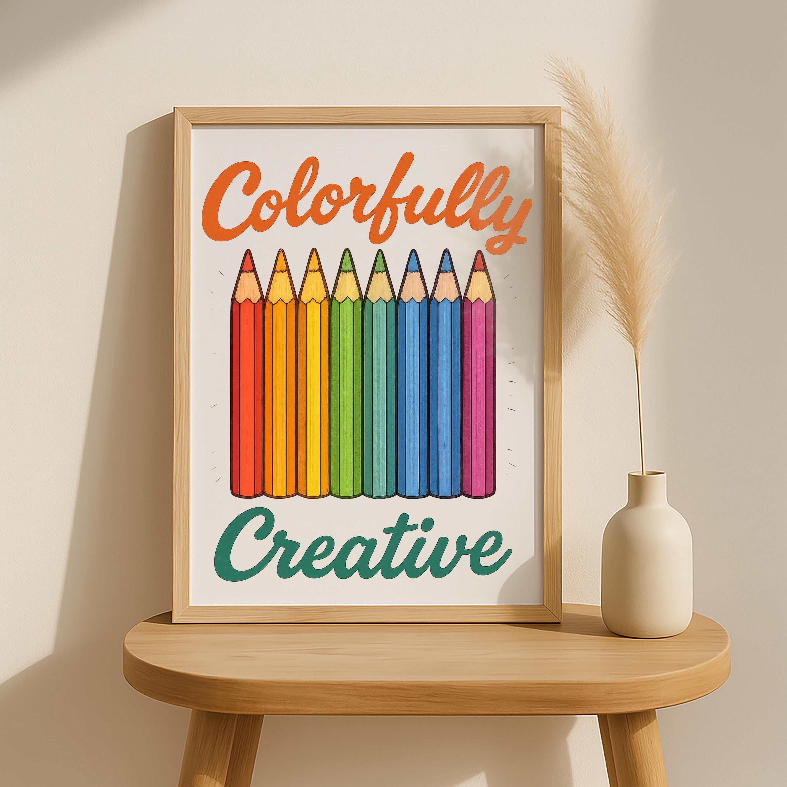 ValCoPo Colorfully Creative Wall Art – Rainbow Pencil – Fun Classroom ...
