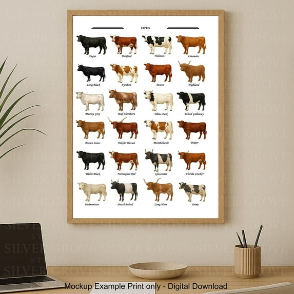 ValCoPo Cow Breeds Poster: Cattle Identification Chart (Digital ...