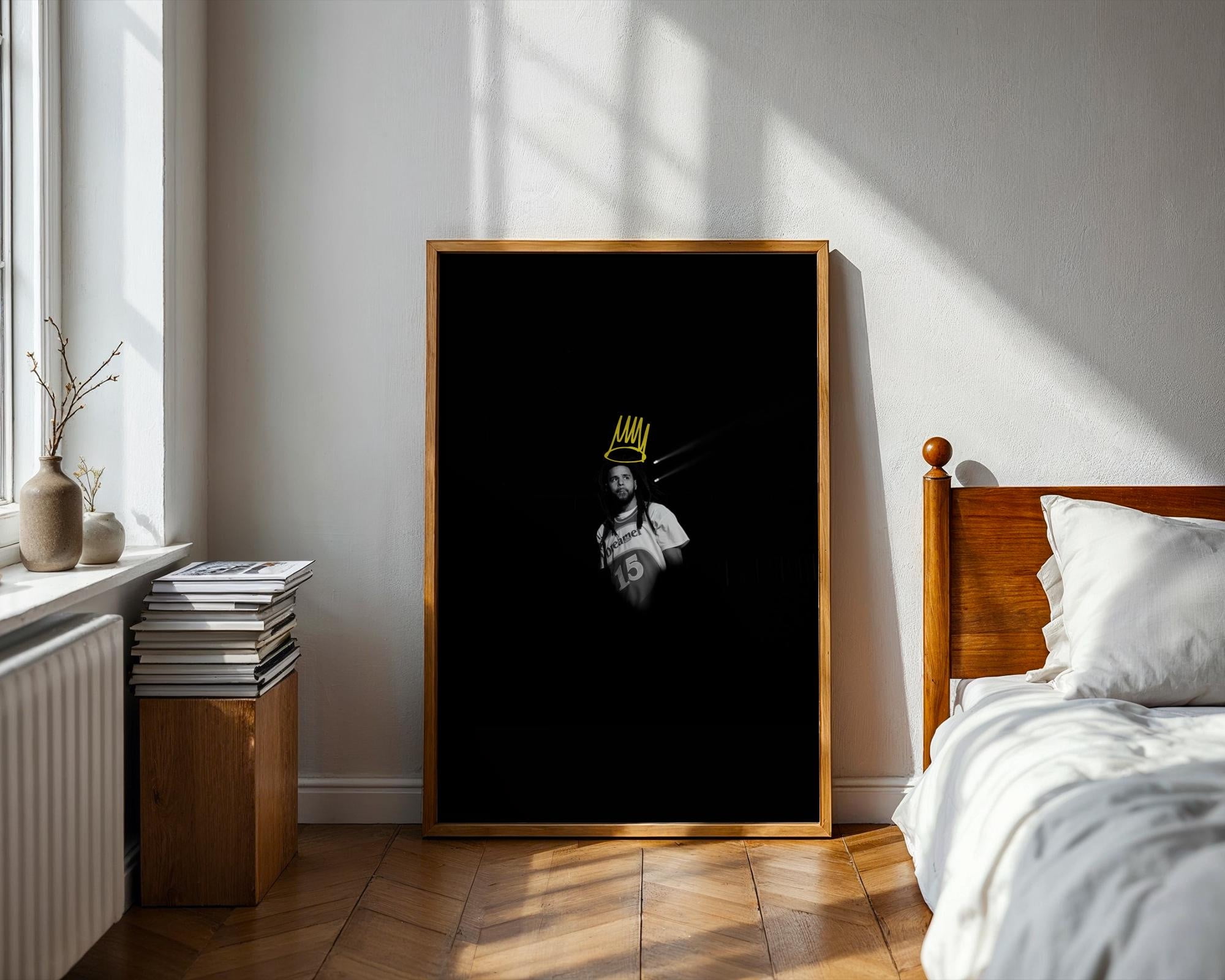 ValCoPo J. Cole Music Poster “Dreamer” Crown Print | Black & Gold Rap ...
