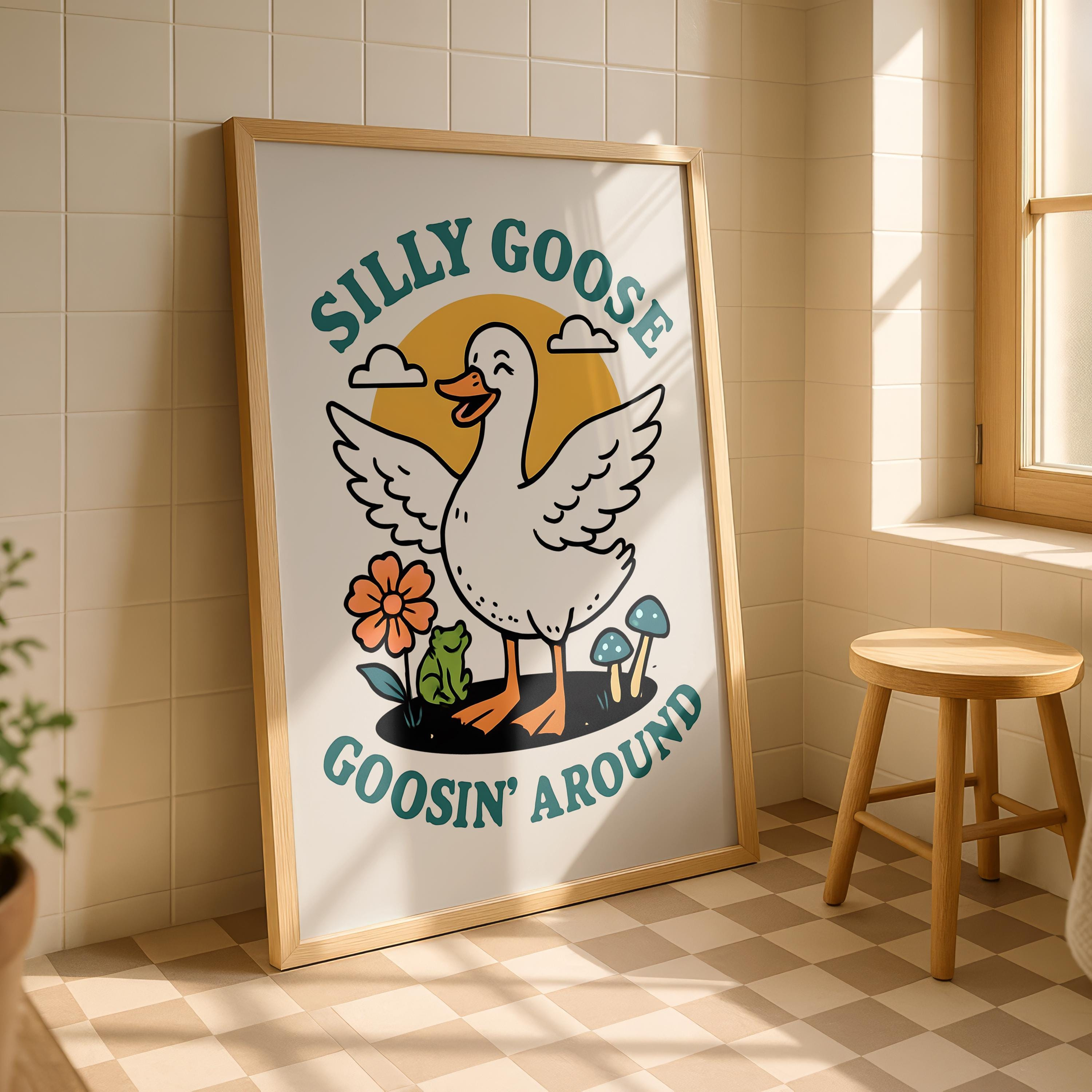 ValCoPo Silly Goose Goosin Around Poster, Trendy Wall Art, Apartment ...