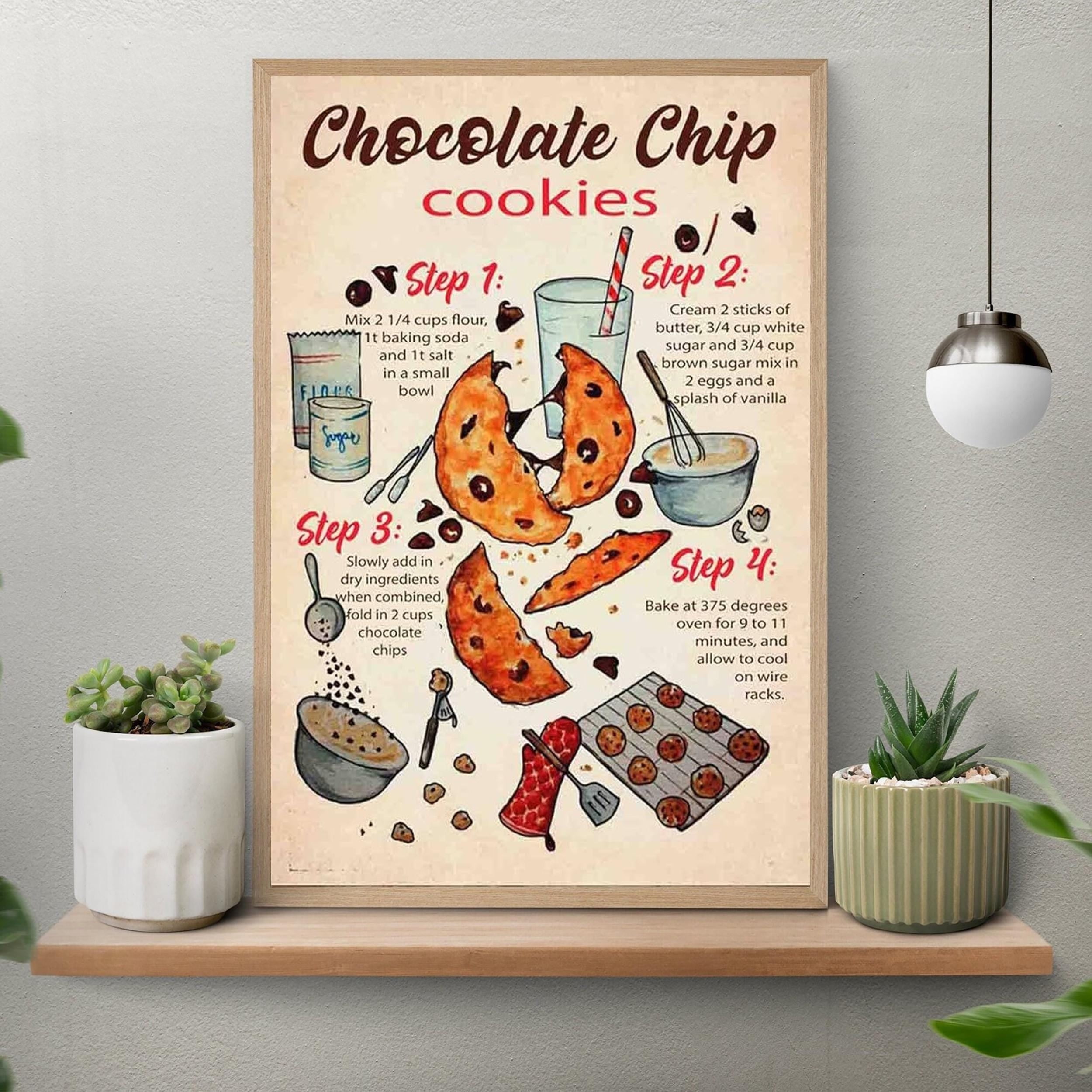 ValCoPo Unframed Chocolate Chip Cookies Poster, Baking Guide, Cooking ...