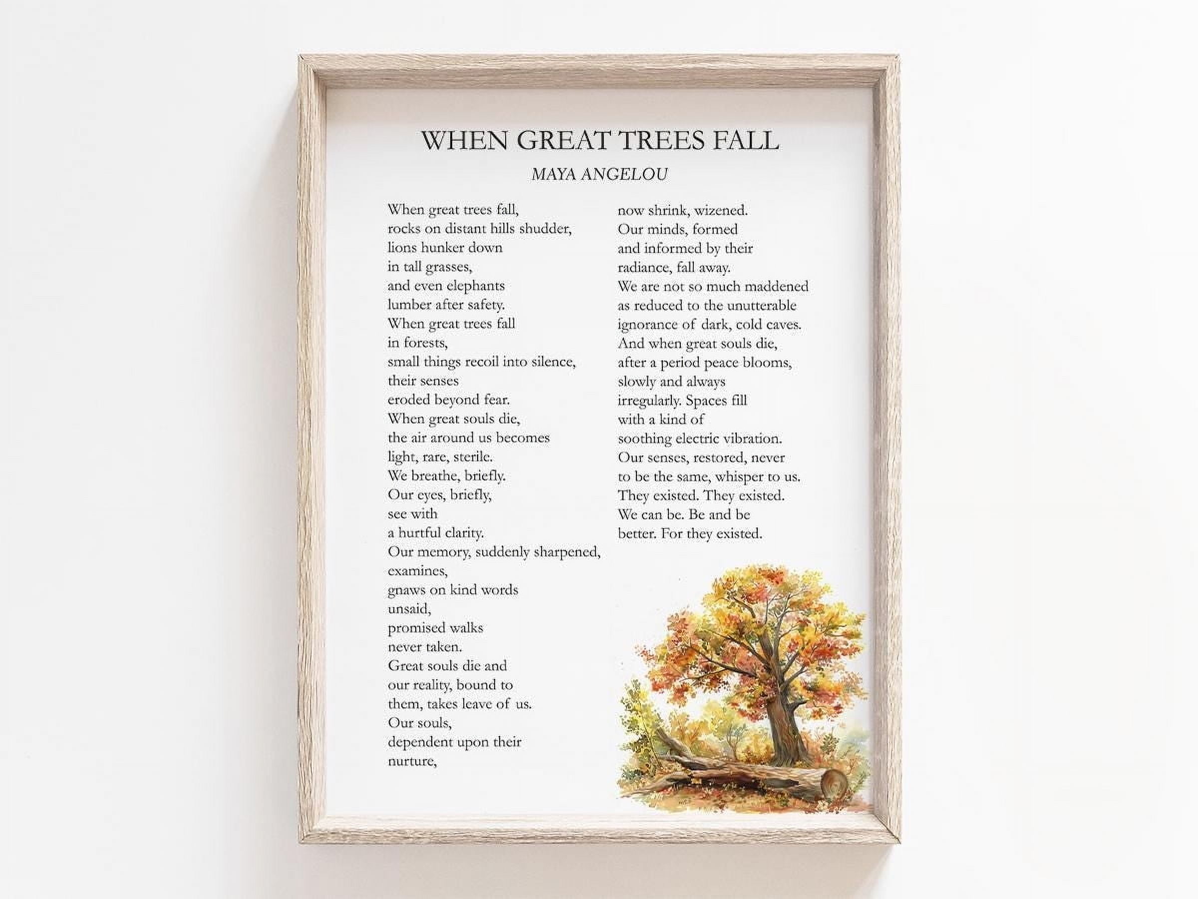 ValCoPo When Great Trees Fall Poem Inspired Angelou Printable, Digital ...