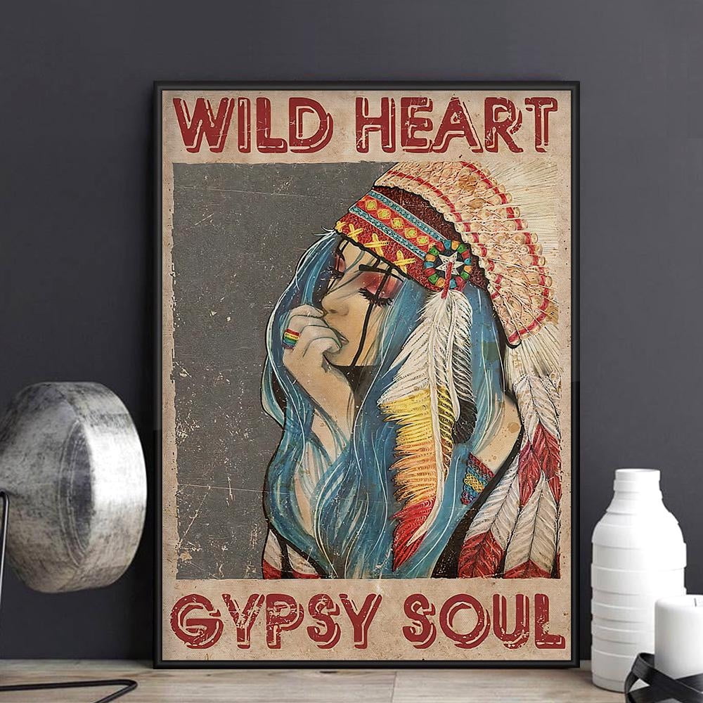 ValCoPo Wild Heart Gypsy Soul Poster, Native Woman Art Posters, Free ...