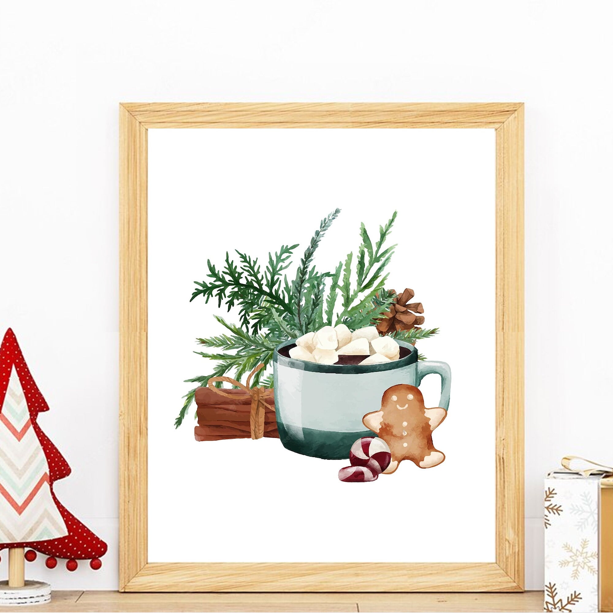 ValCoPo Winter , Holiday Wall Art, Hot Cocoa Christmas Poster, Winter ...
