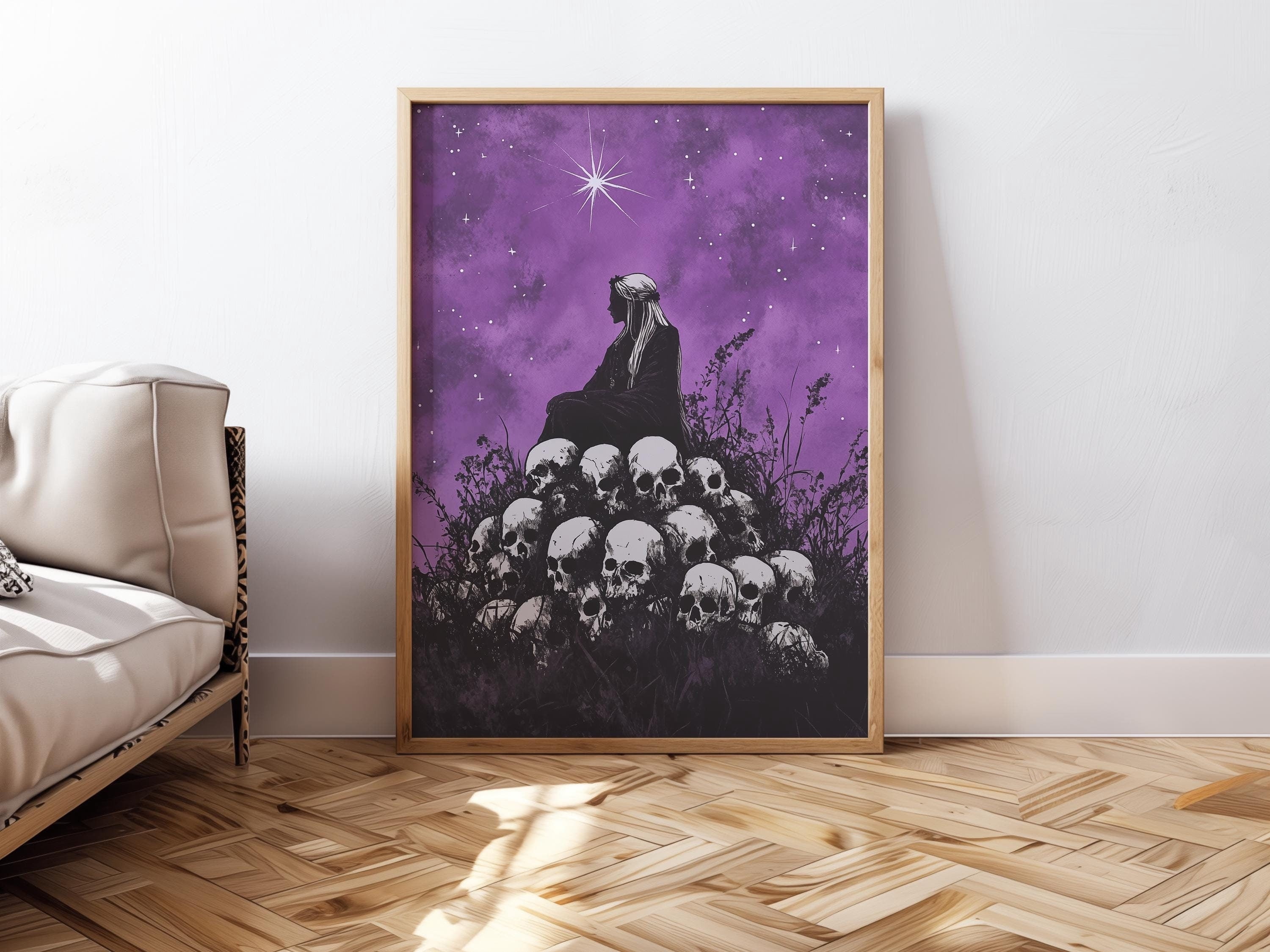 ValCoPo Witch Poster Halloween Wall Art Spooky Print Skull Wall Decor ...