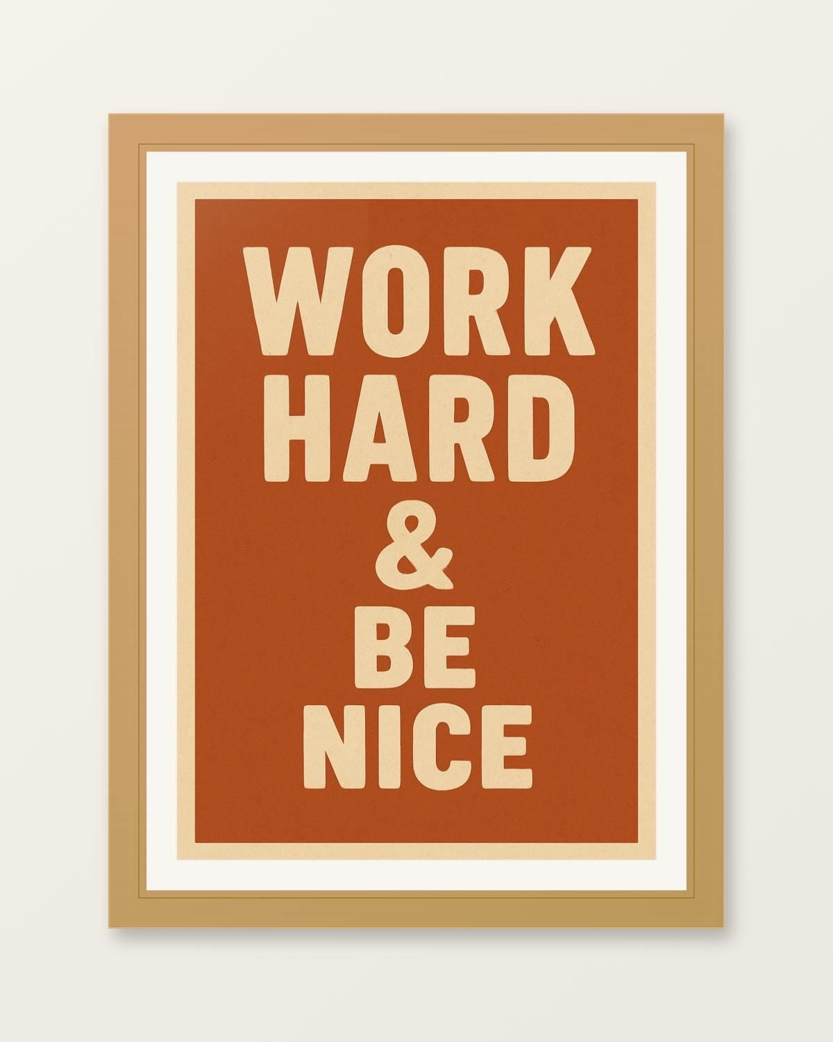ValCoPo Work Hard, Be Nice Poster- Watercolour Art - Motivational Print ...