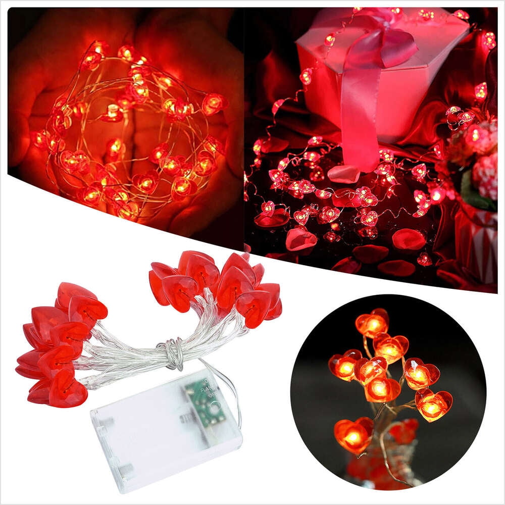 ValENTtine's Day DEcoor Red Heart Mini String Lights 3M 30LED Battery ...