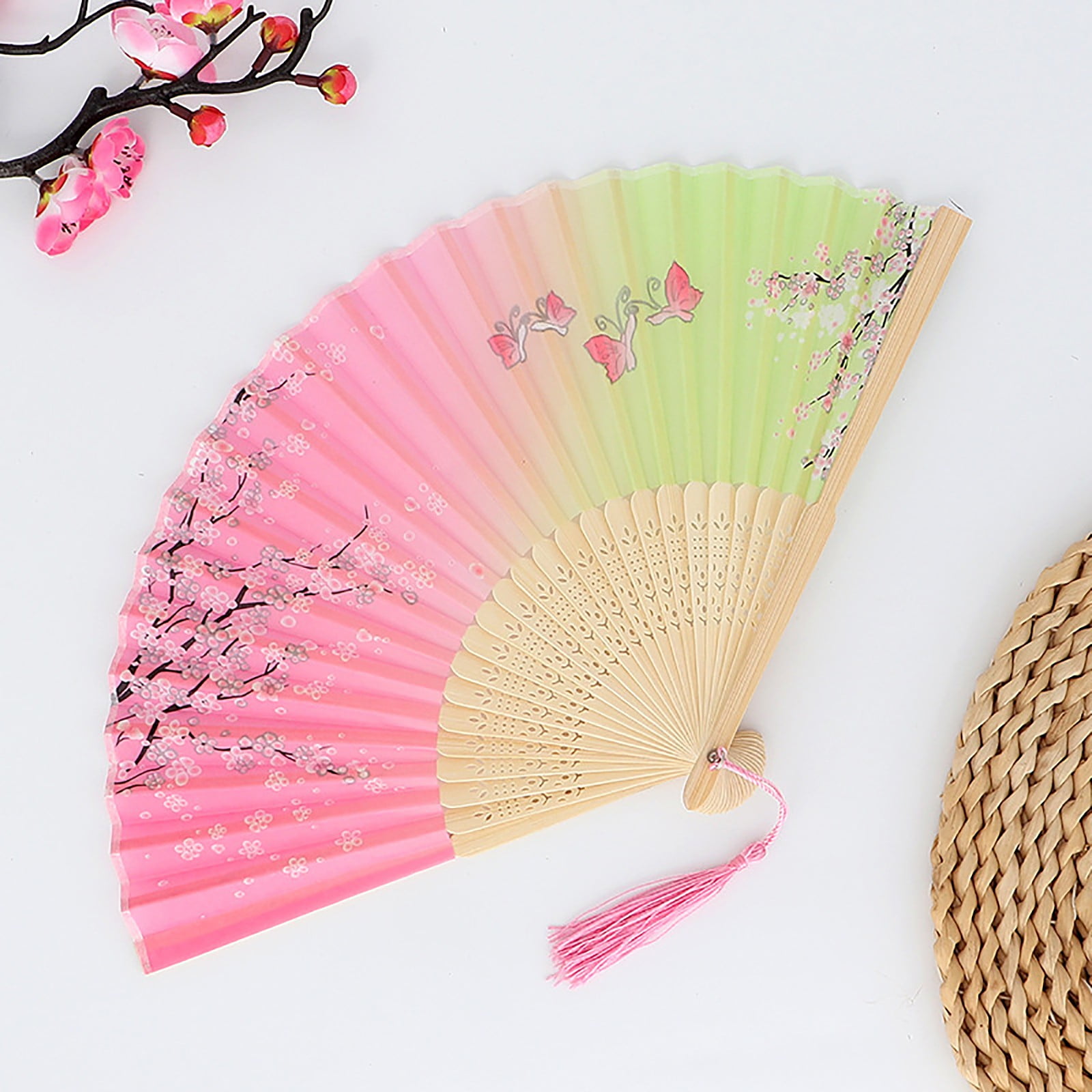 ValHome 2025 New Folding Hand Held Fans - 8.3" Silk Folding Fan ...